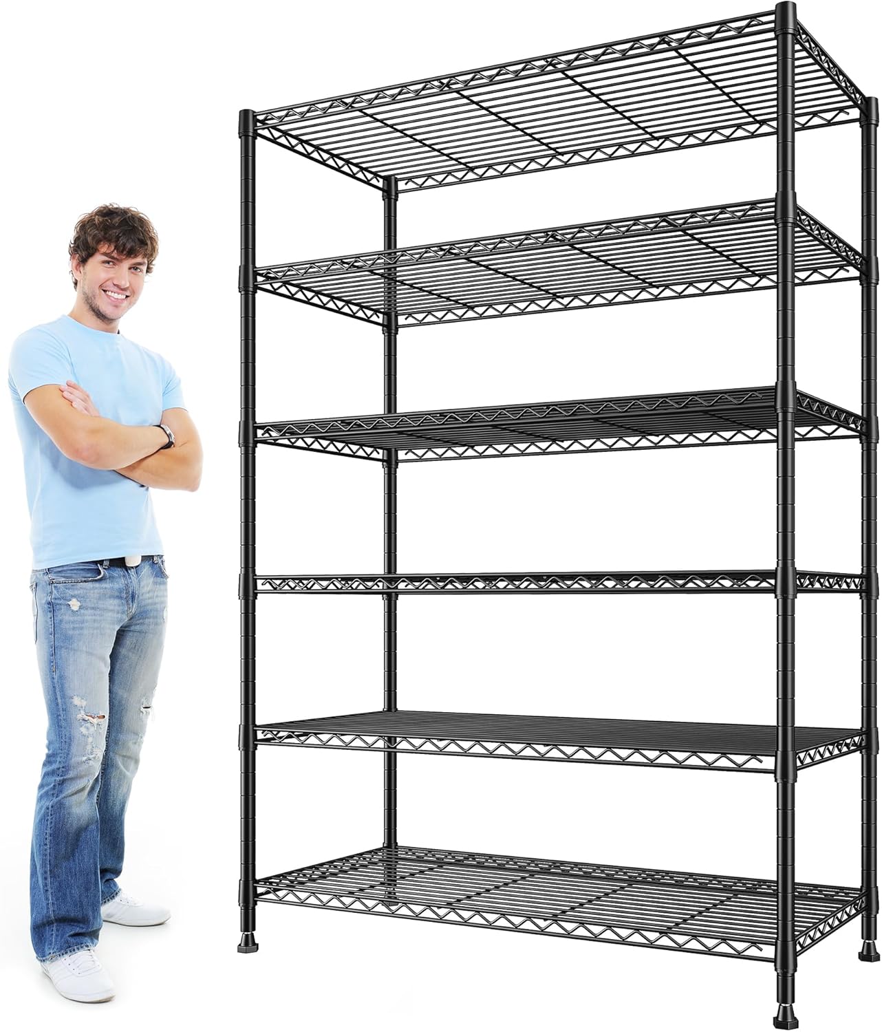 Amazon.com: REIBII 75''H Storage Shelves Metal Shelving Unit, 6 Tier ...