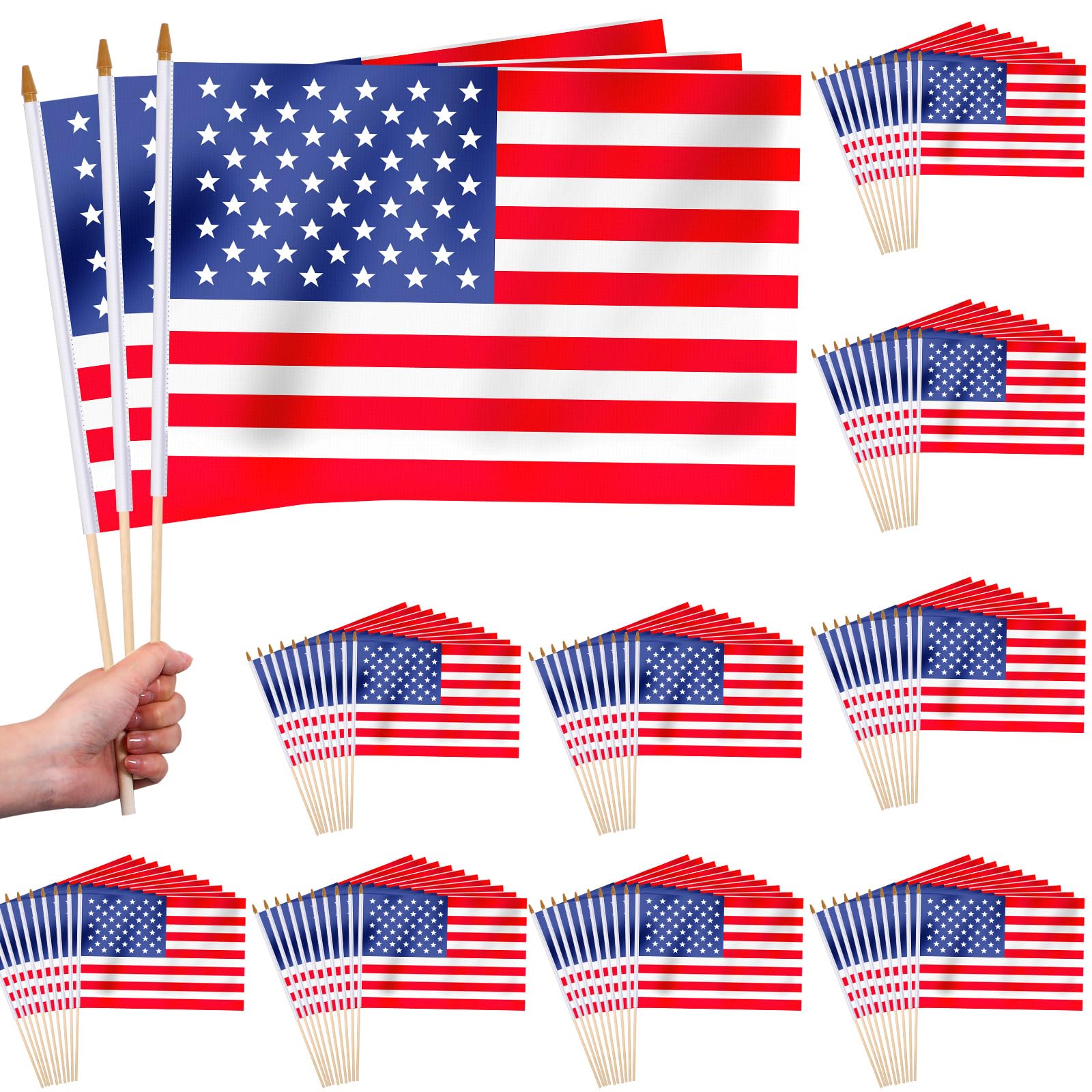 Snapklik.com : Newwiee Large American Flag On Stick 16 X 24 Inch ...