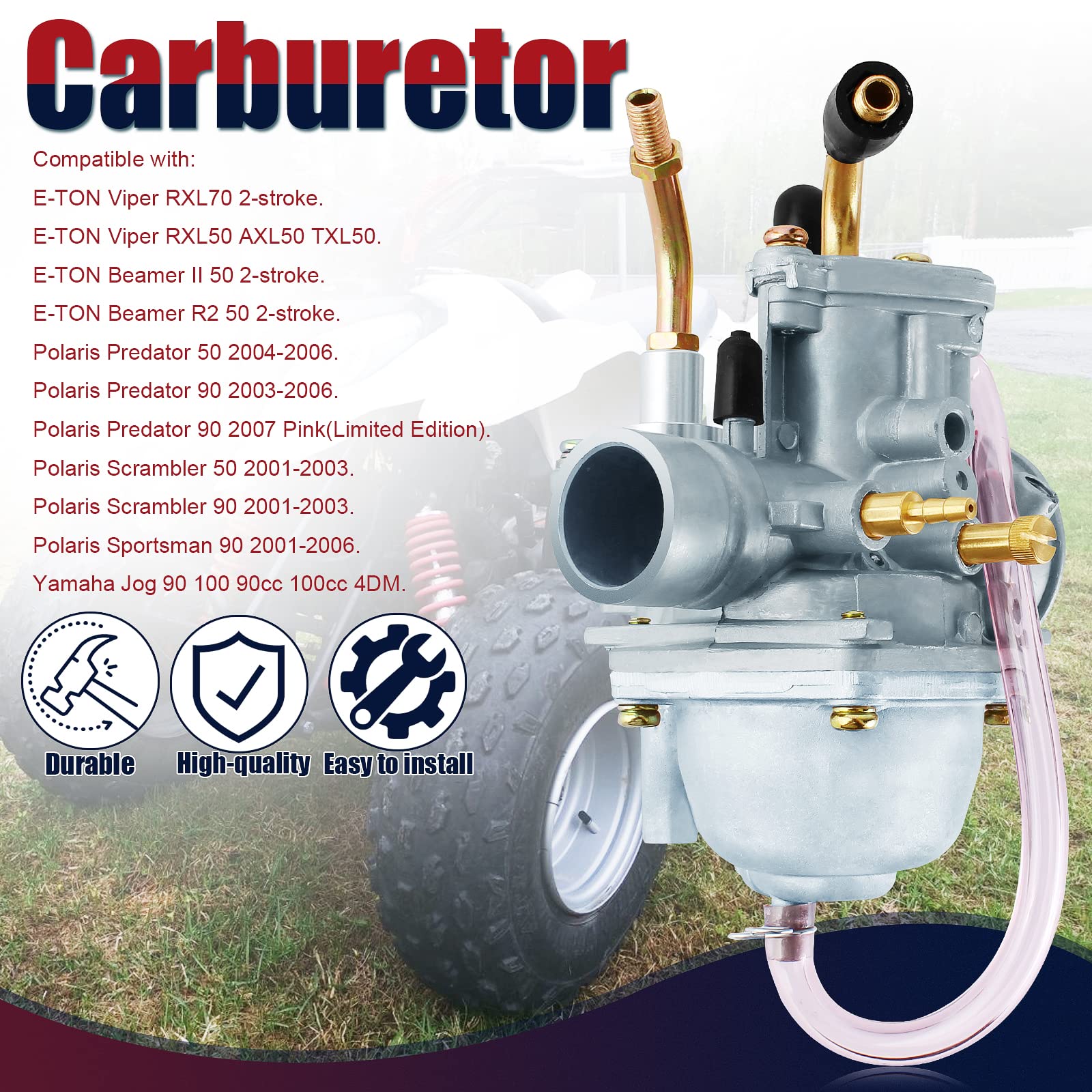 Beamer 50 Scooter Parts Carburetor For E-TON 2 Stroke 50cc Beamer 50 ...