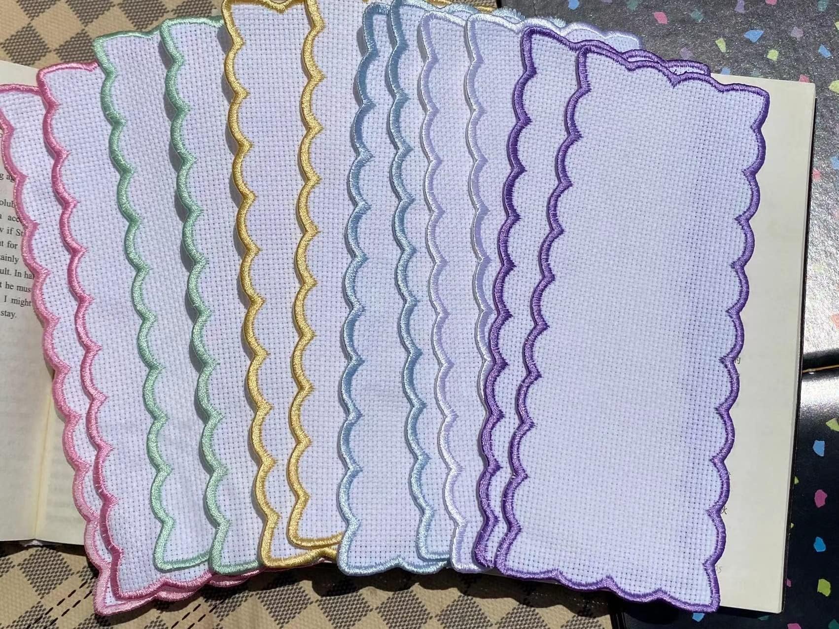 Amazon.com: 10pcs Pure White Embroidery Edged Book Mark to Cross Stitch ...