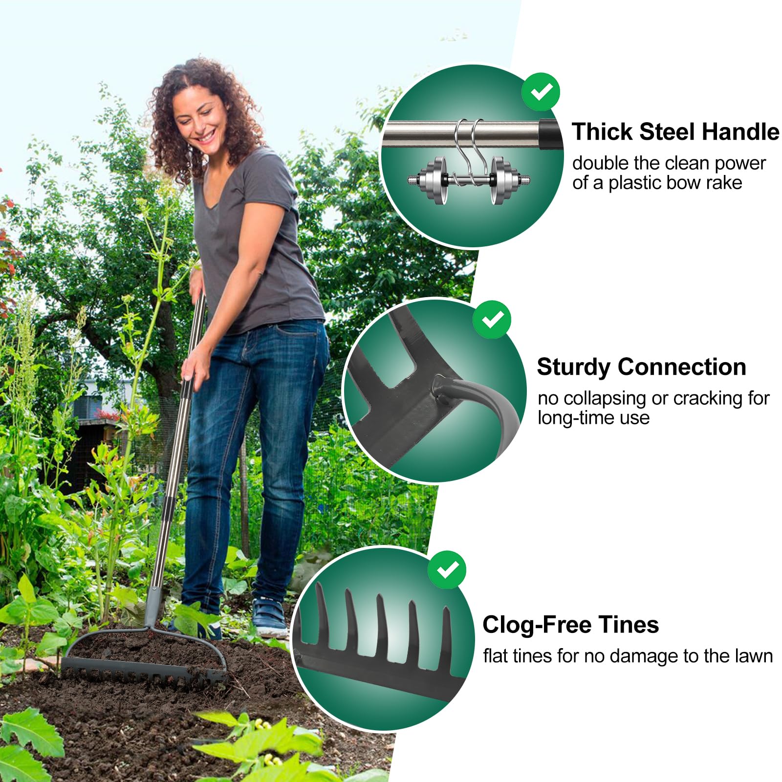 Snapklik.com : Garden Rake, 6 FT Bow Rakes For Lawns Heavy Duty, Yard ...
