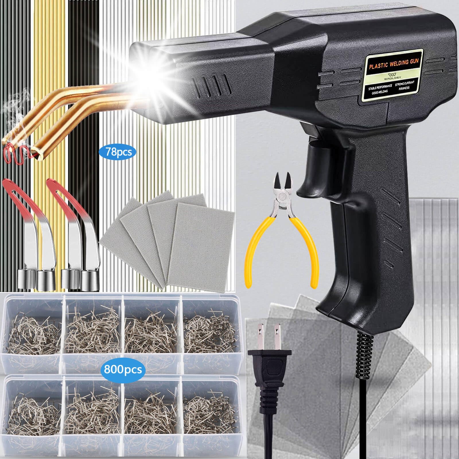 Snapklik.com : 200W Plastic Welder, 78PCS Rods 800PCS Staples, Plastic ...
