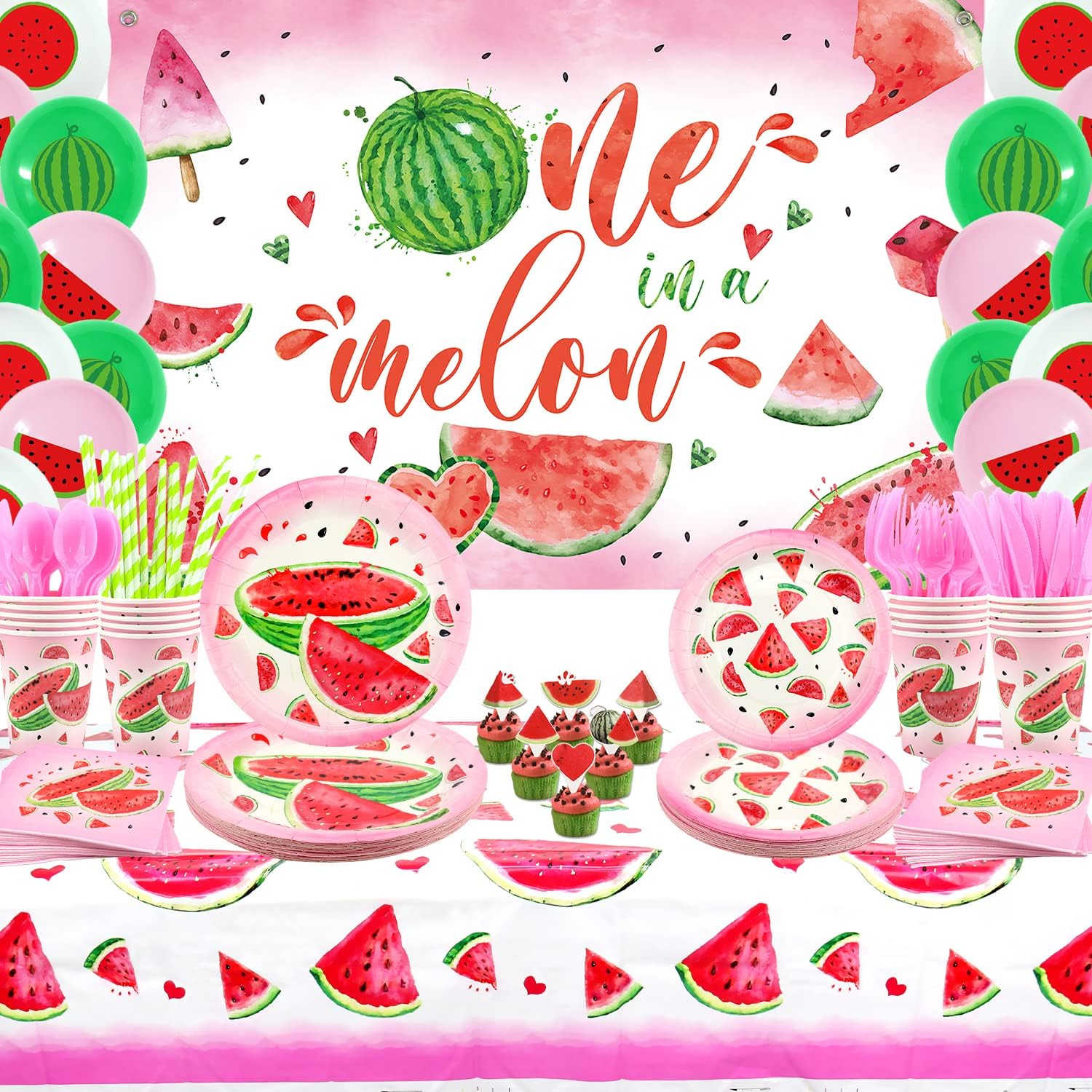 Amazon.com: Watermelon Birthday Party Supplies - One In A Melon Party ...
