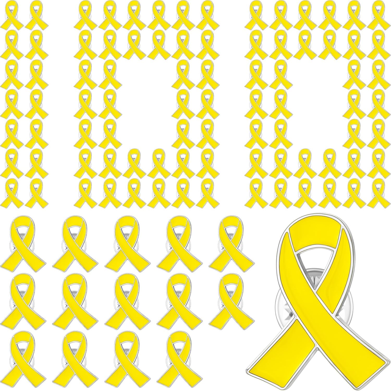 Amazon.com: Sasylvia 100 Pcs Yellow Ribbon Lapel Pin Childhood Cancer ...