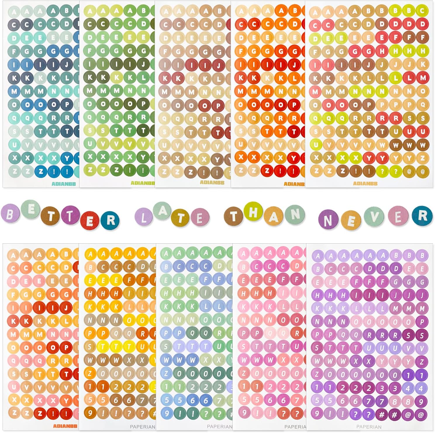 Amazon.com: Waynoda Colorful Alphabet Letter Stickers, 10 Sheets, Self ...