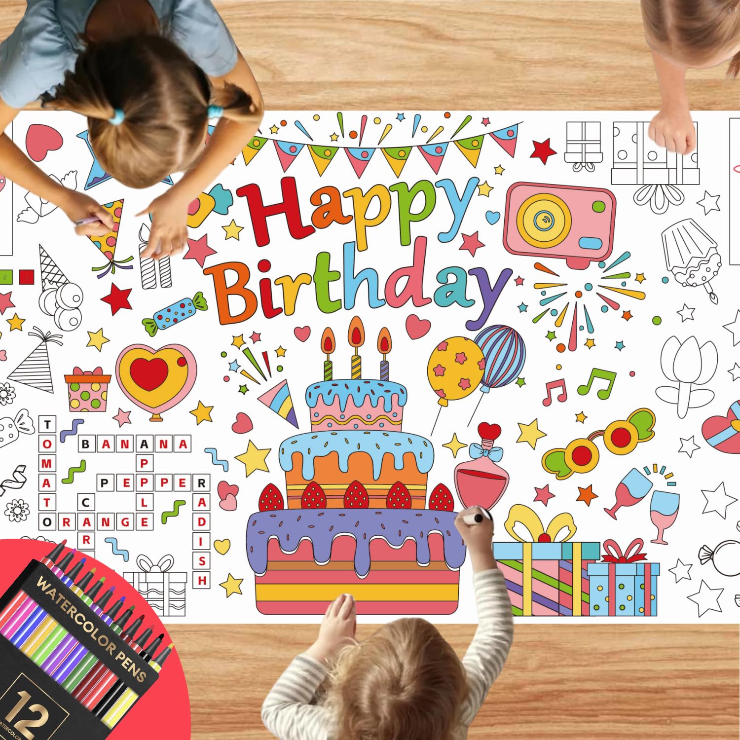 Giant Coloring Poster For Kids 72x31in Large Coloring Posters Birthday ...