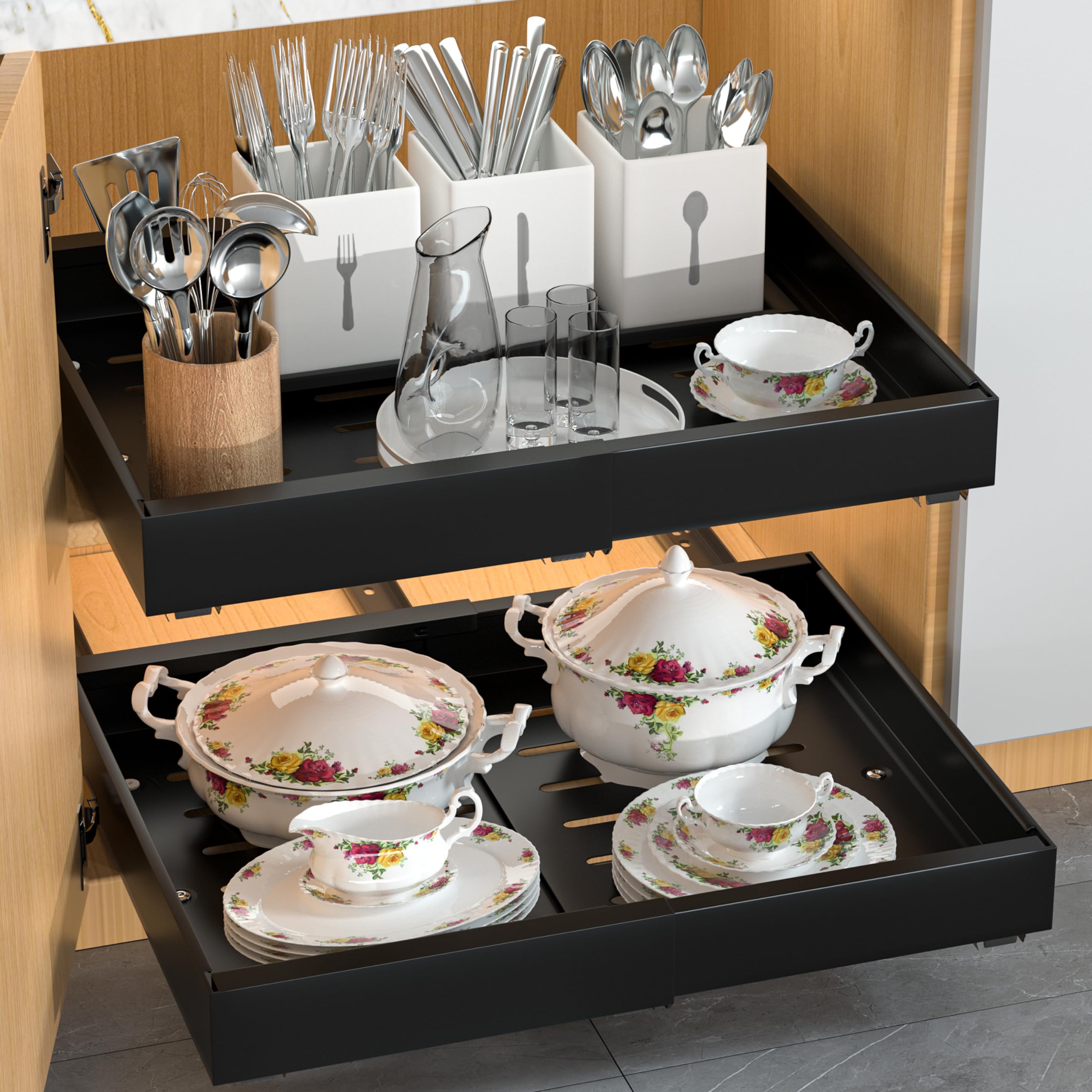 Snapklik.com : DEKAVA 2 Pack Pull Out Cabinet Organizer Expandable ...