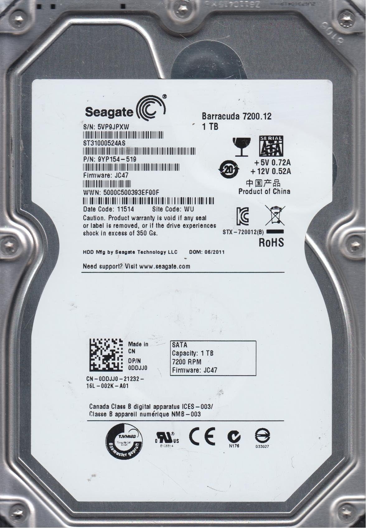 Amazon.com: Seagate ST31000528AS 1TB Hard Drive (Renewed) : Electronics