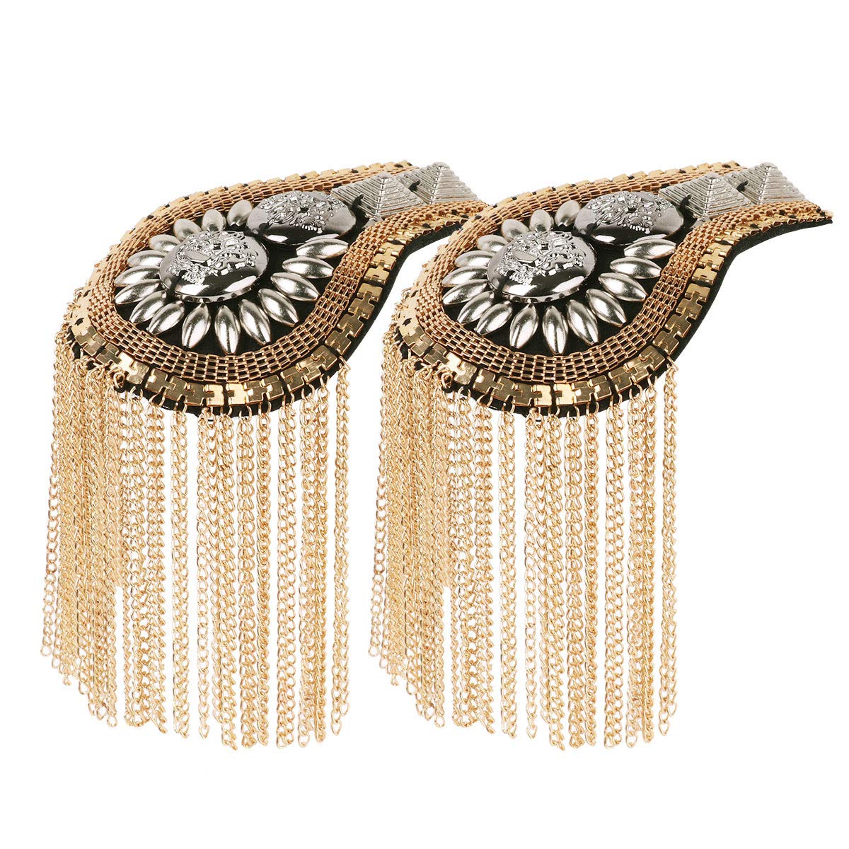 Amazon.com: iEFiEL 2Pcs Fashion Tassel Blazer Epaulet Metal Link Chain ...