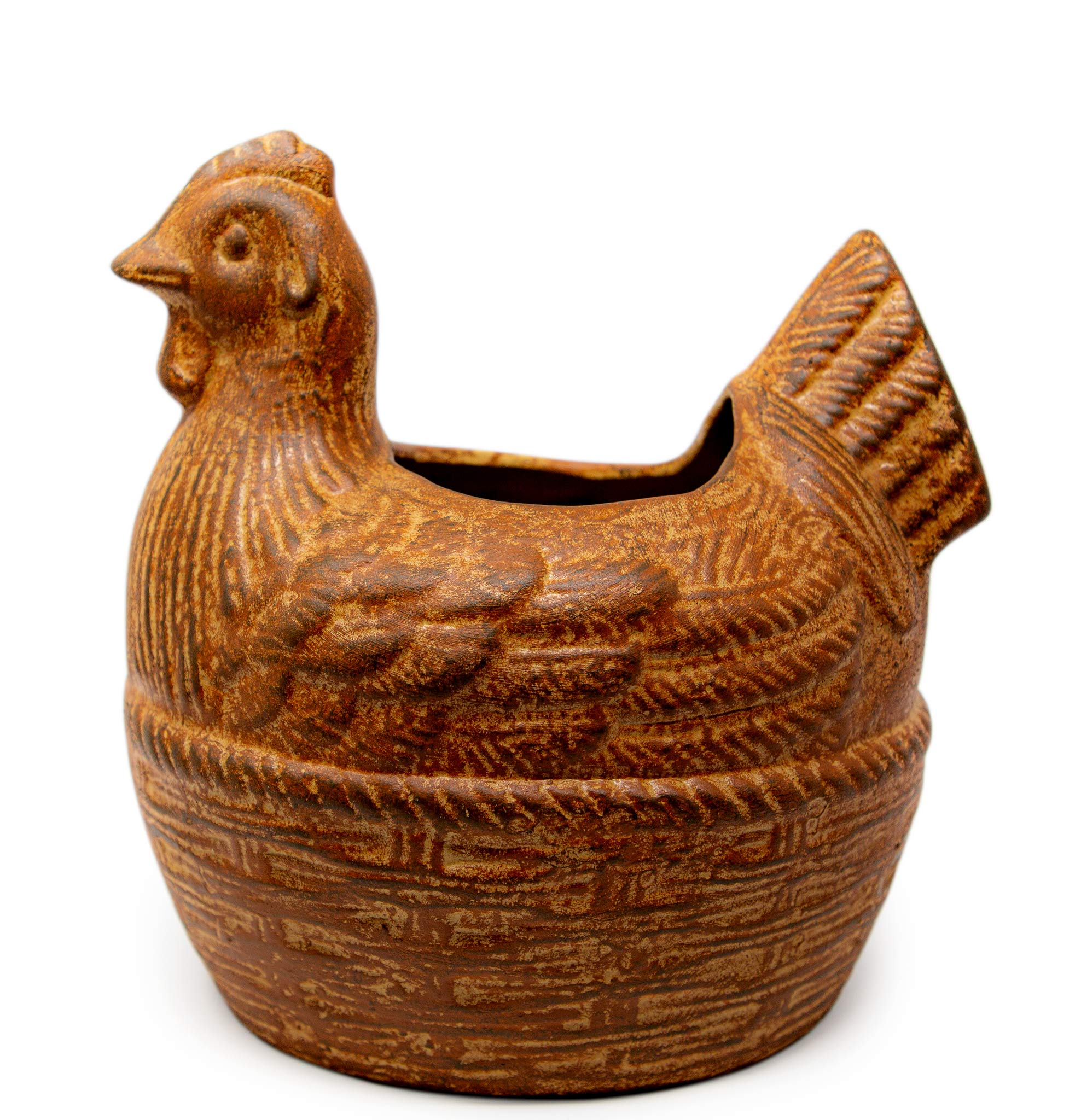 10 Inch Hen Ceramic Planter with Drainage Hole, Cute Animal Plant Pot ...