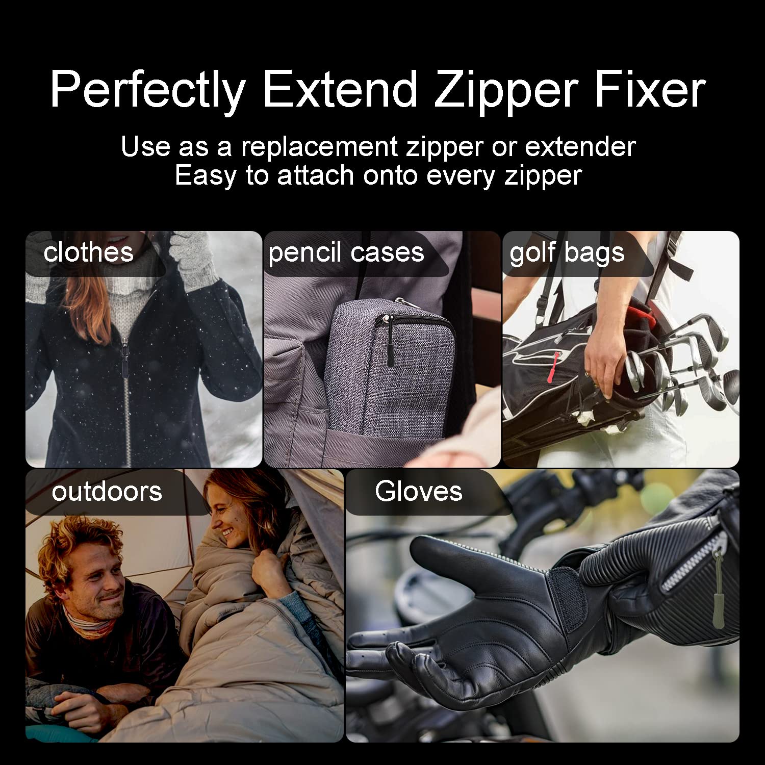 Snapklik.com : CooBigo 12Pack Zipper Pull Replacement, Golf Bag Zipper ...