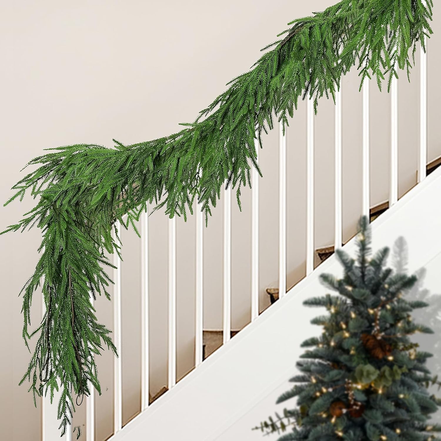 Amazon.com: Watayo 6 Ft Christmas Norfolk Pine Garland- Dense Real ...