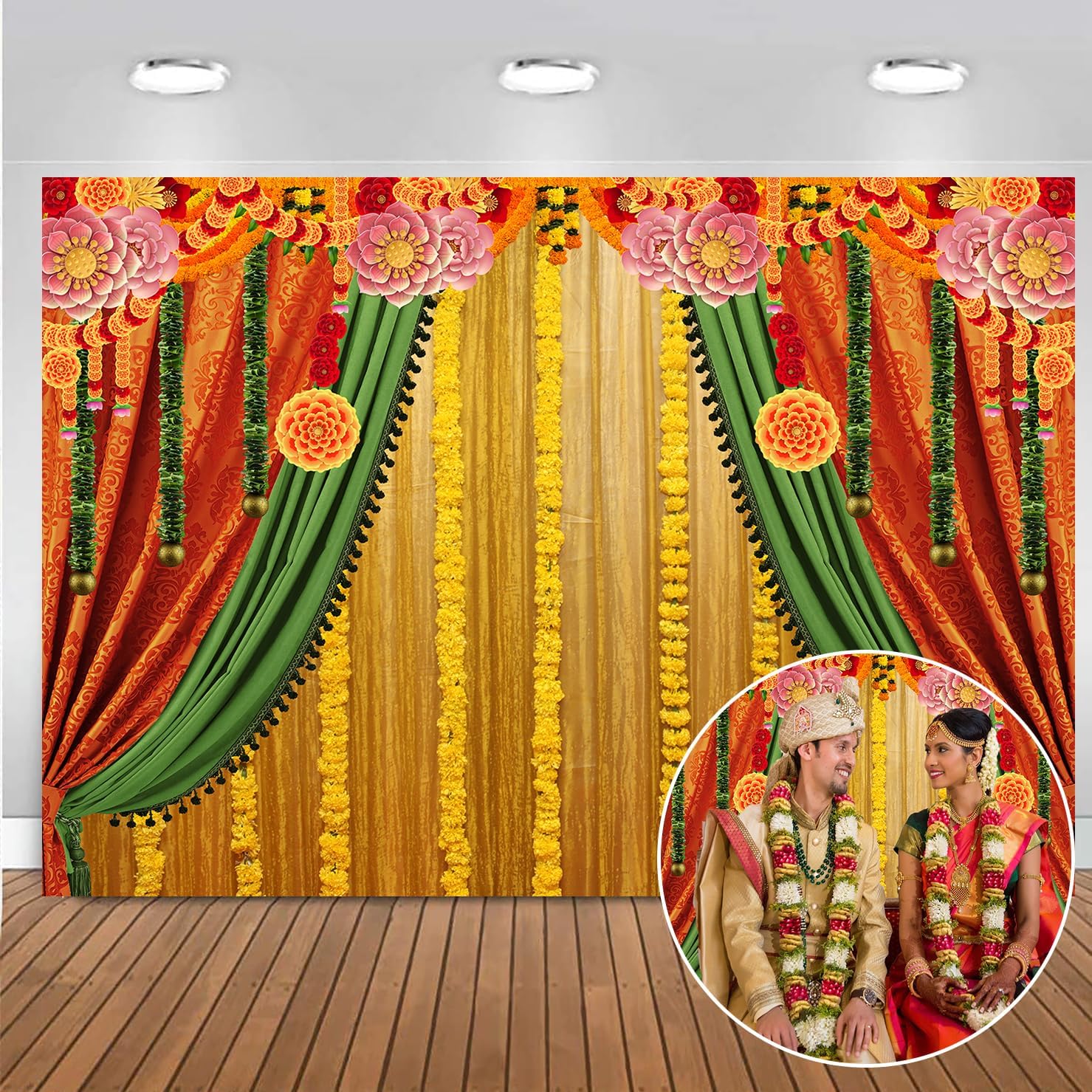 Amazon.com : Indian Pooja Backdrop Diwali Puja Ganpati Background India ...