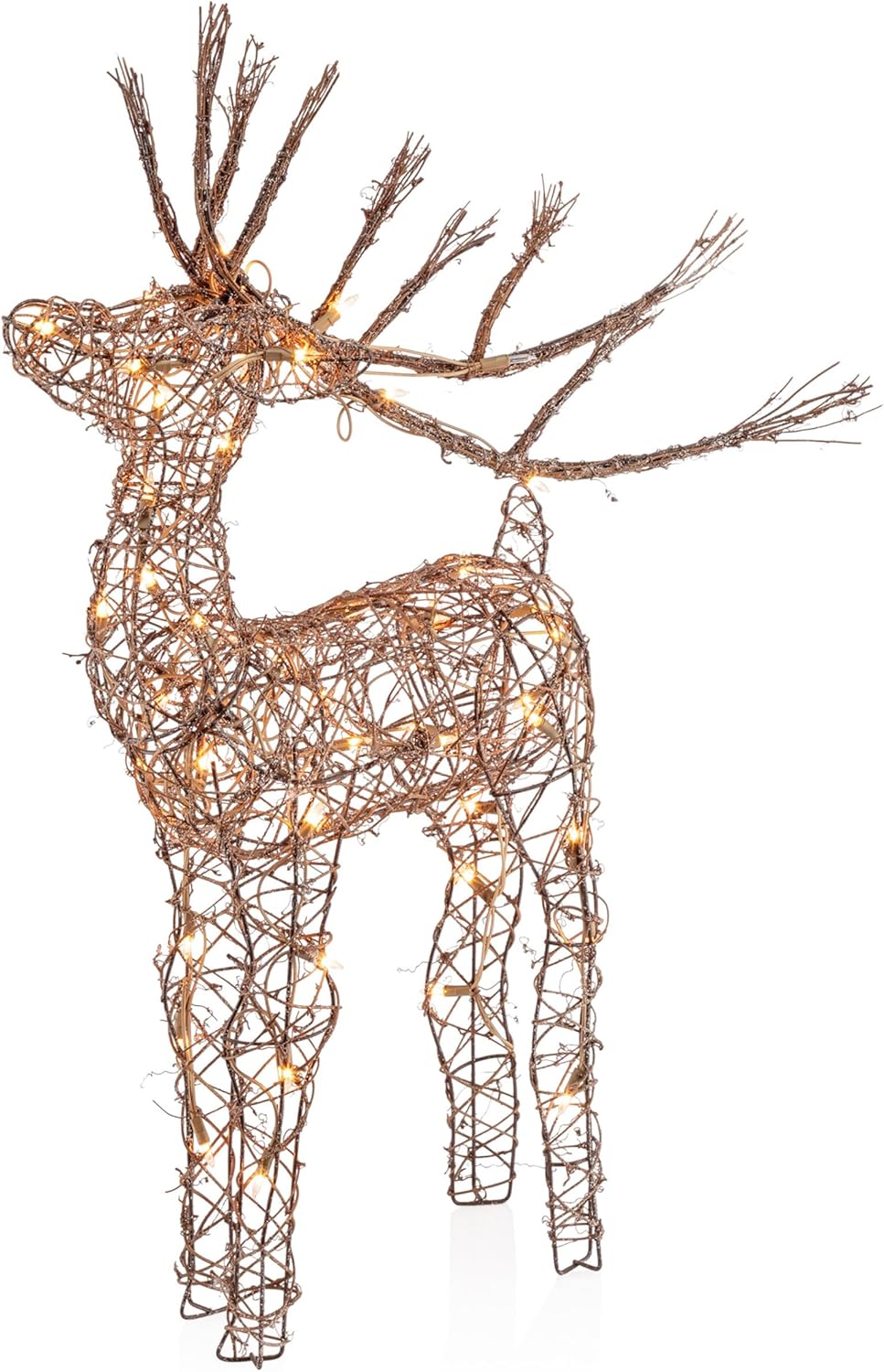 Amazon.com: Alpine Corporation | 35" Outdoor Rattan Reindeer Decoration with 50 White LED Lights ...