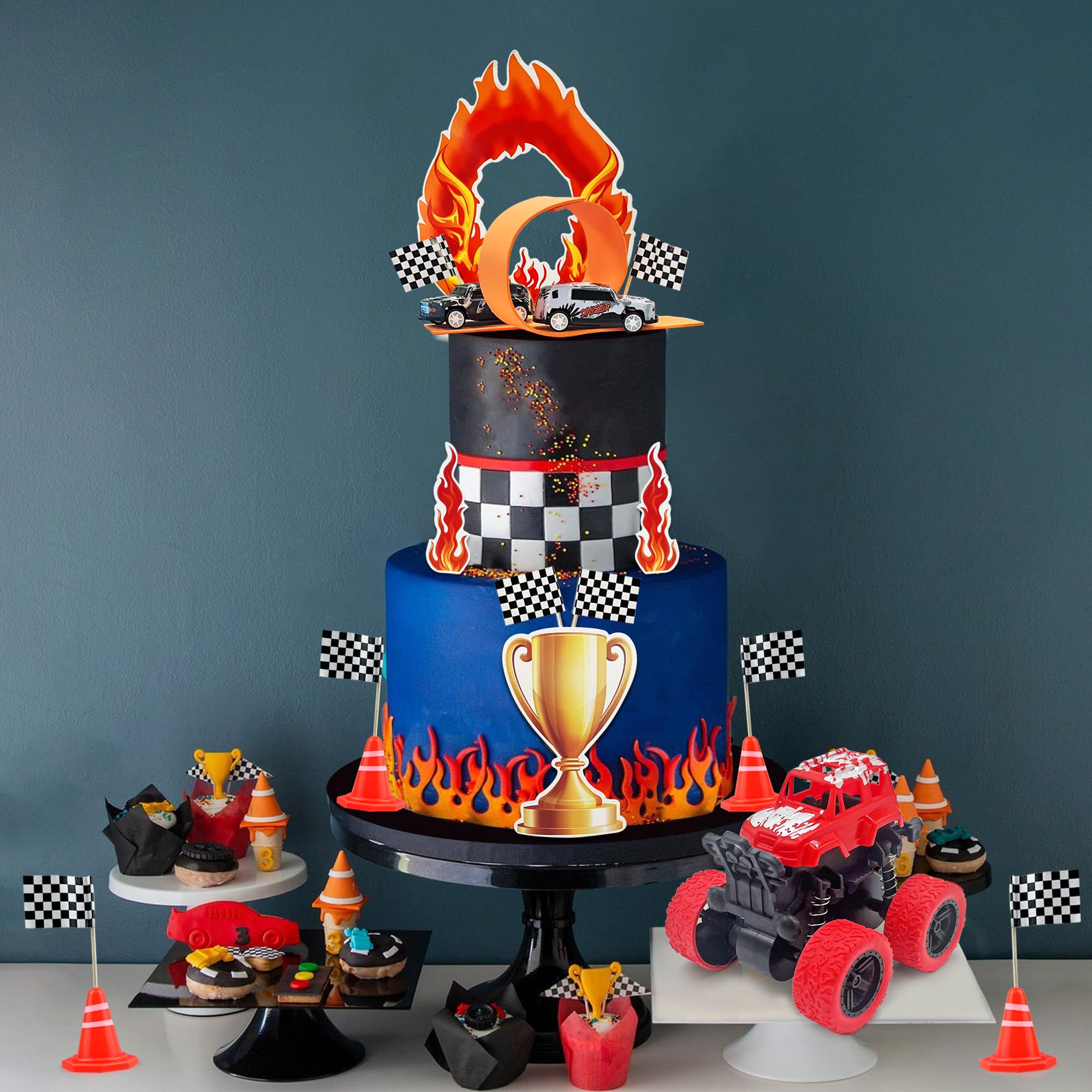 Snapklik.com : 30PCS Truck Cake Decorations Truck Cake Toppers Red Blue ...