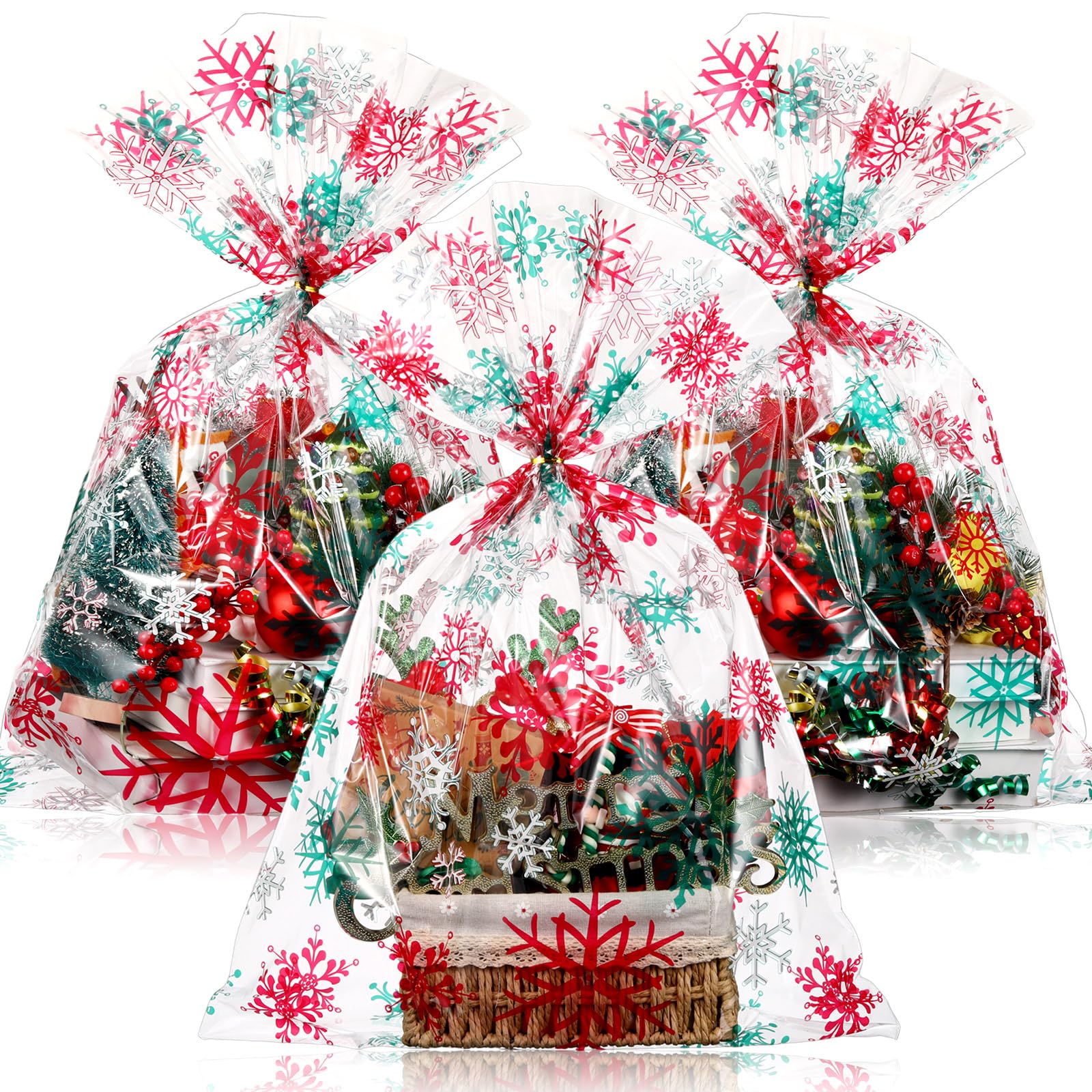 Amazon.com: Cholemy 30 Pcs Christmas Snowflake Gift Basket Bags 19.7" x ...