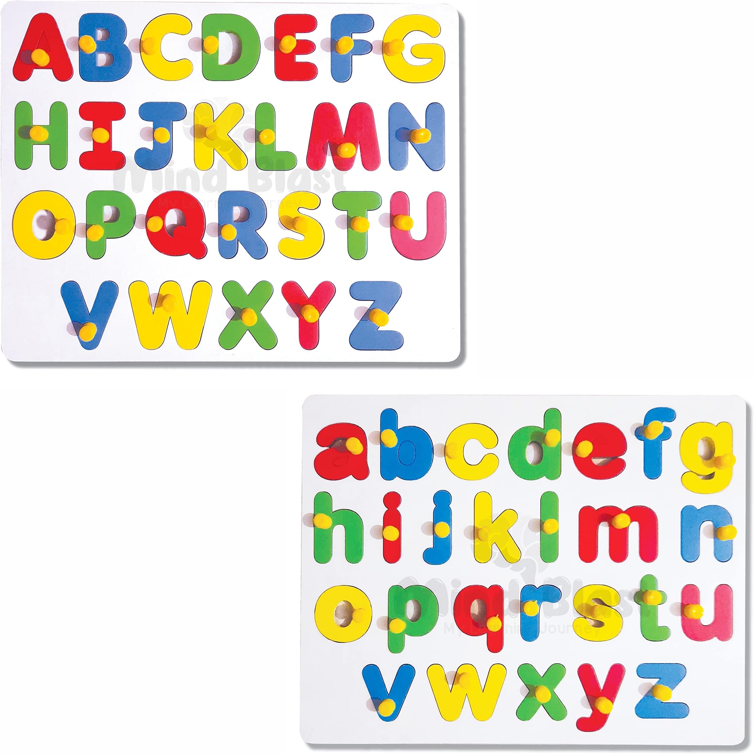 MIND BLAST Wooden Capital Alphabet + Small Alphabet Puzzles Toys for ...