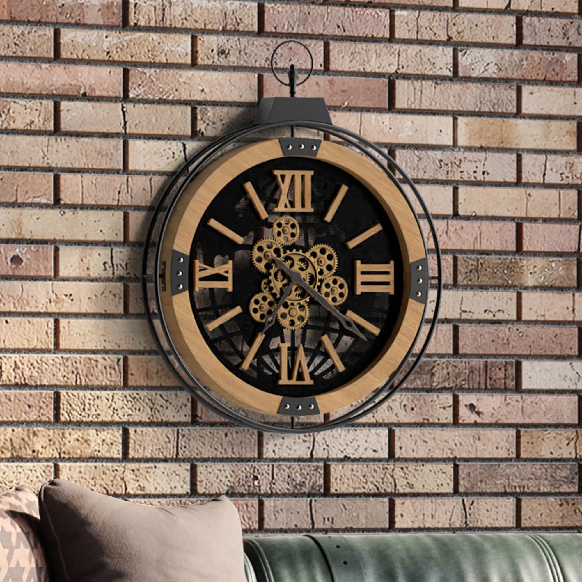Amazon.com: Driini 24 Inch Large Rustic Farmhouse Gear Clock with ...