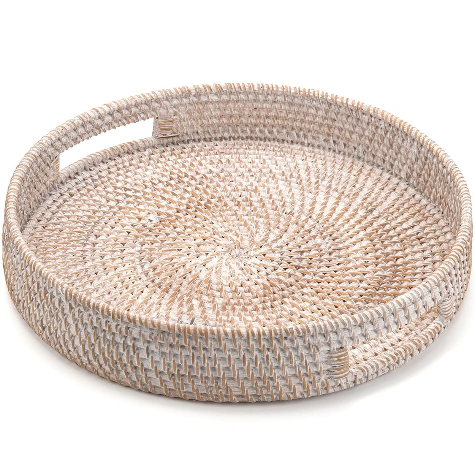 Amazon.com: Round Rattan Tray, Hand Woven Serving Tray with Handles ...