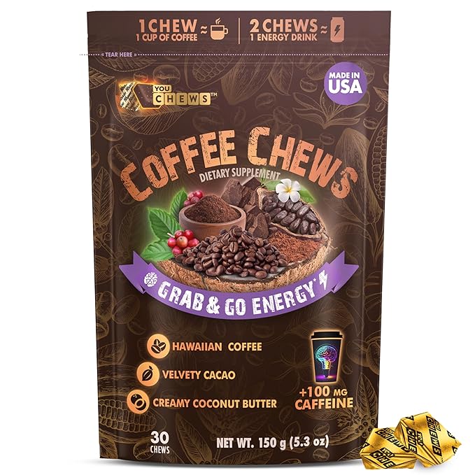 Amazon.com : YouChews Coffee Chews - Grab & Go Energy with 100mg per ...