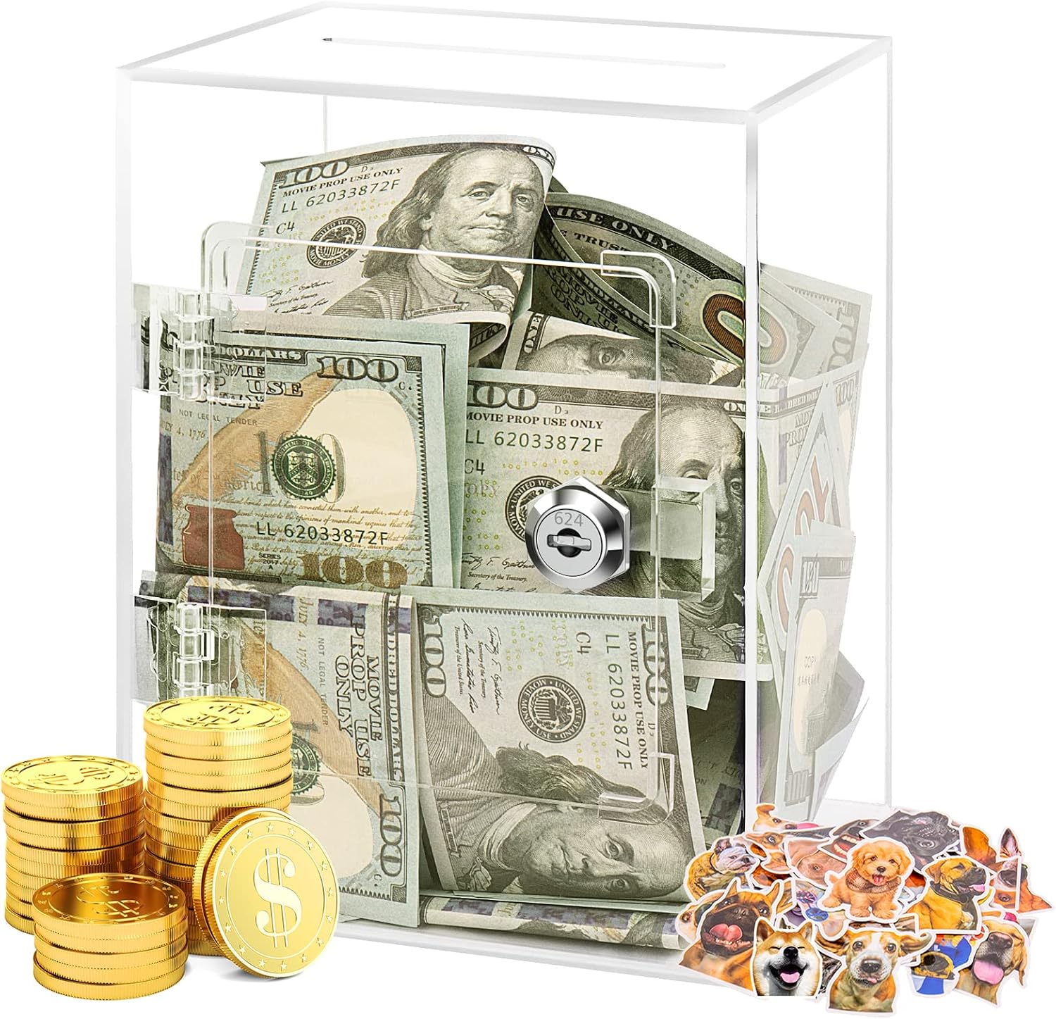 Amazon.com : Large Clear Piggy Bank, Piggy Bank for Adults, Openable ...
