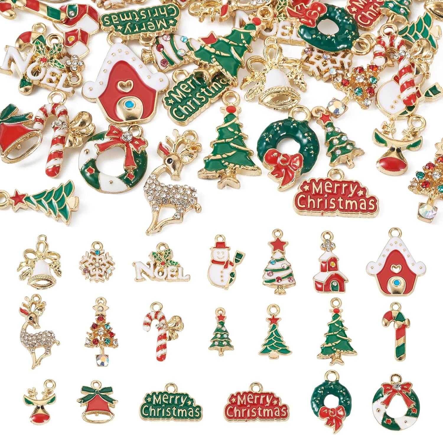 Amazon.com: KISSITTY 40pcs Christmas Enamel Charms for Jewelry Making ...