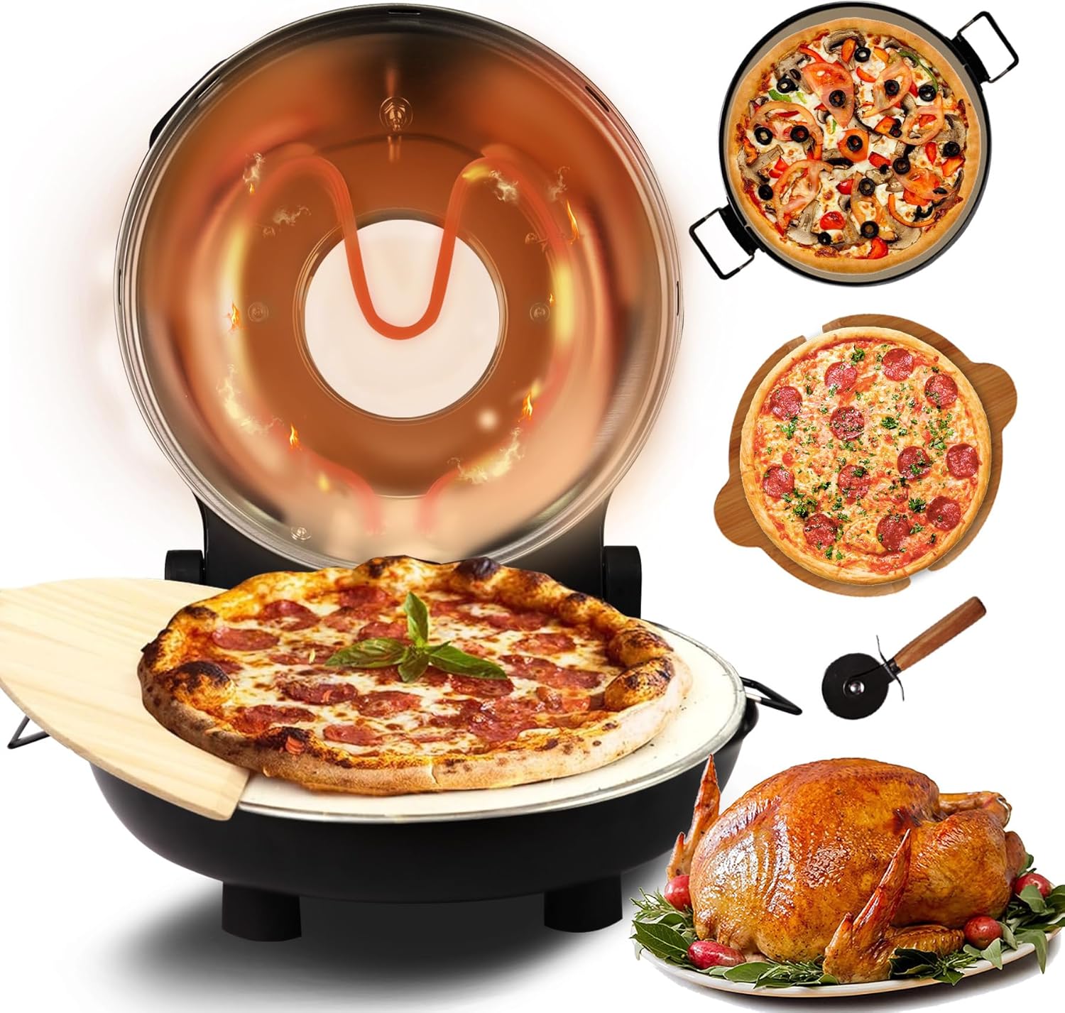 Amazon.com: JcoGel Pizza Oven 12 Inch Electric Pizza Oven Indoor, 1200W ...