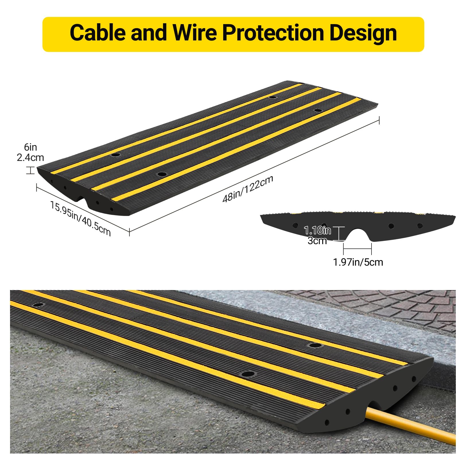 Snapklik.com : 48 Inch Driveway Curb Ramp 2 Pack Recycled Rubber Low ...