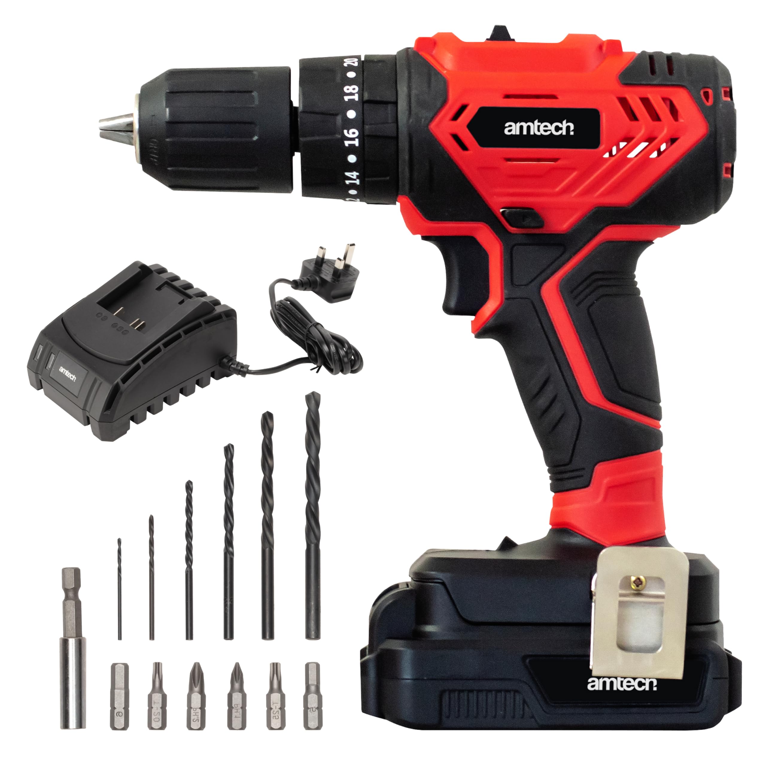 Amtech V6610 Cordless Combi Drill, 18V Lithium-Ion Battery, 2Ah, 40Nm ...