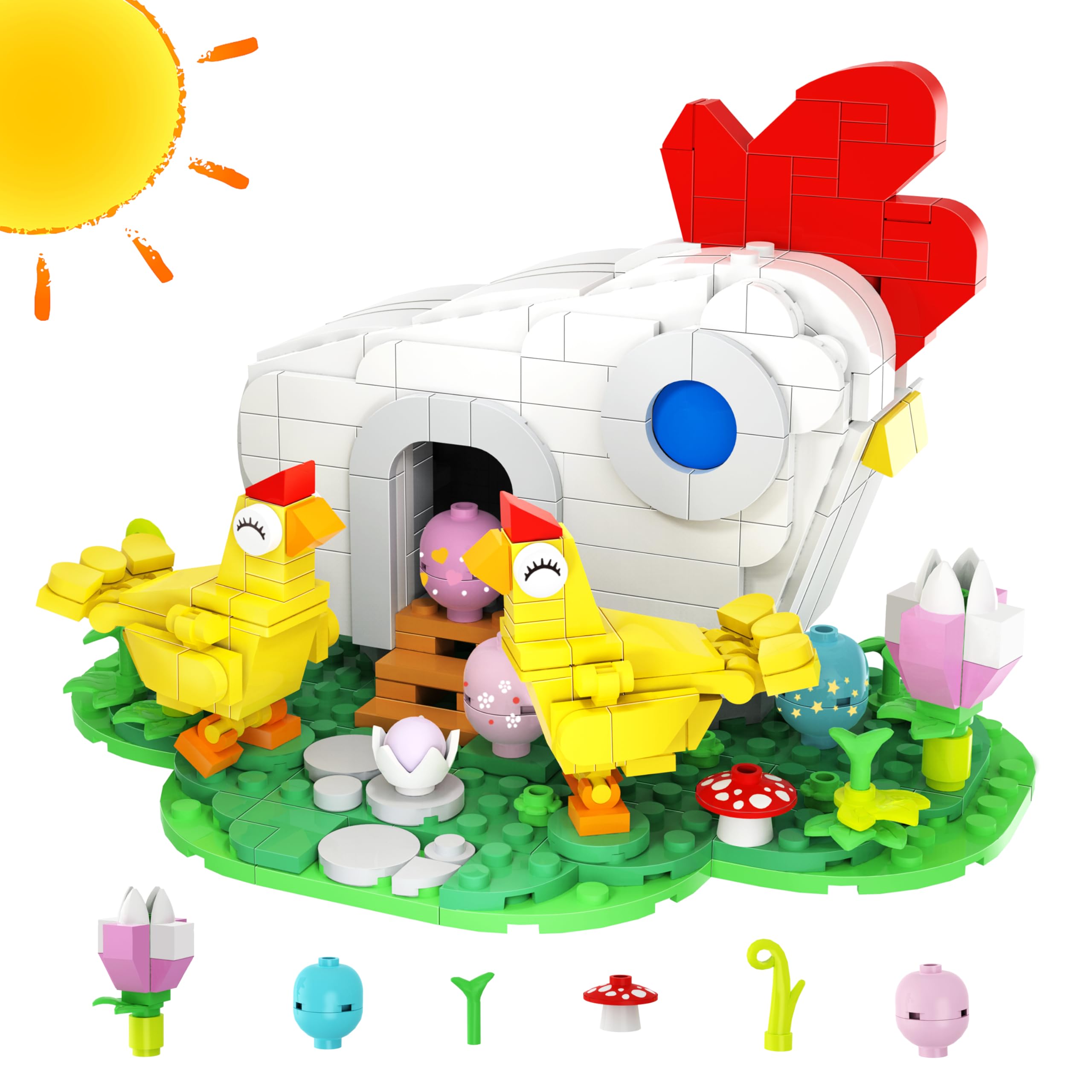 Snapklik.com : Cieyan Easter Chicks Farm Henhouse Building Kit, Gifts ...