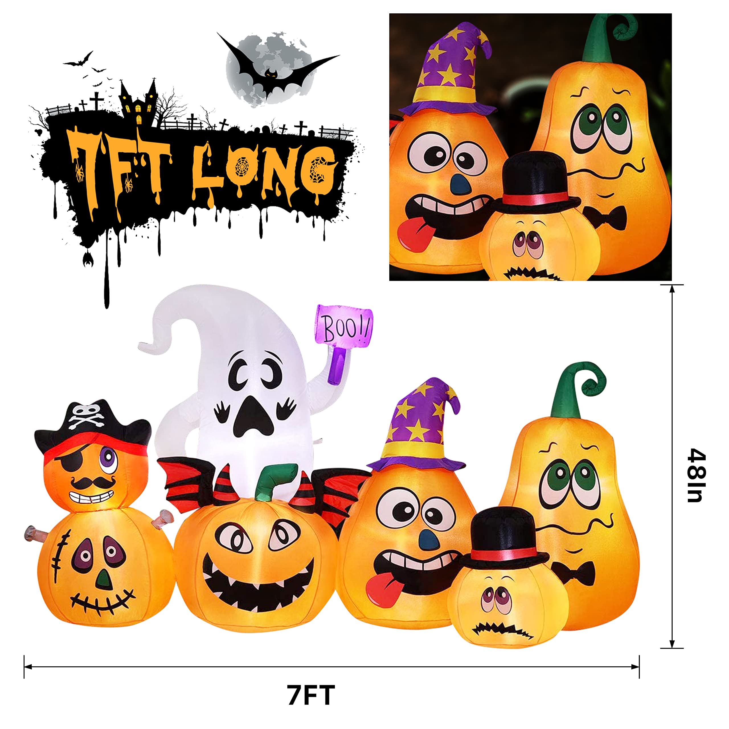 Snapklik.com : Halloween Inflatable Decorations 2024 New 7 FT Long LED ...