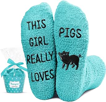 Amazon.com: HAPPYPOP Novelty Pig Socks for Women Pig Socks Girls Fuzzy ...