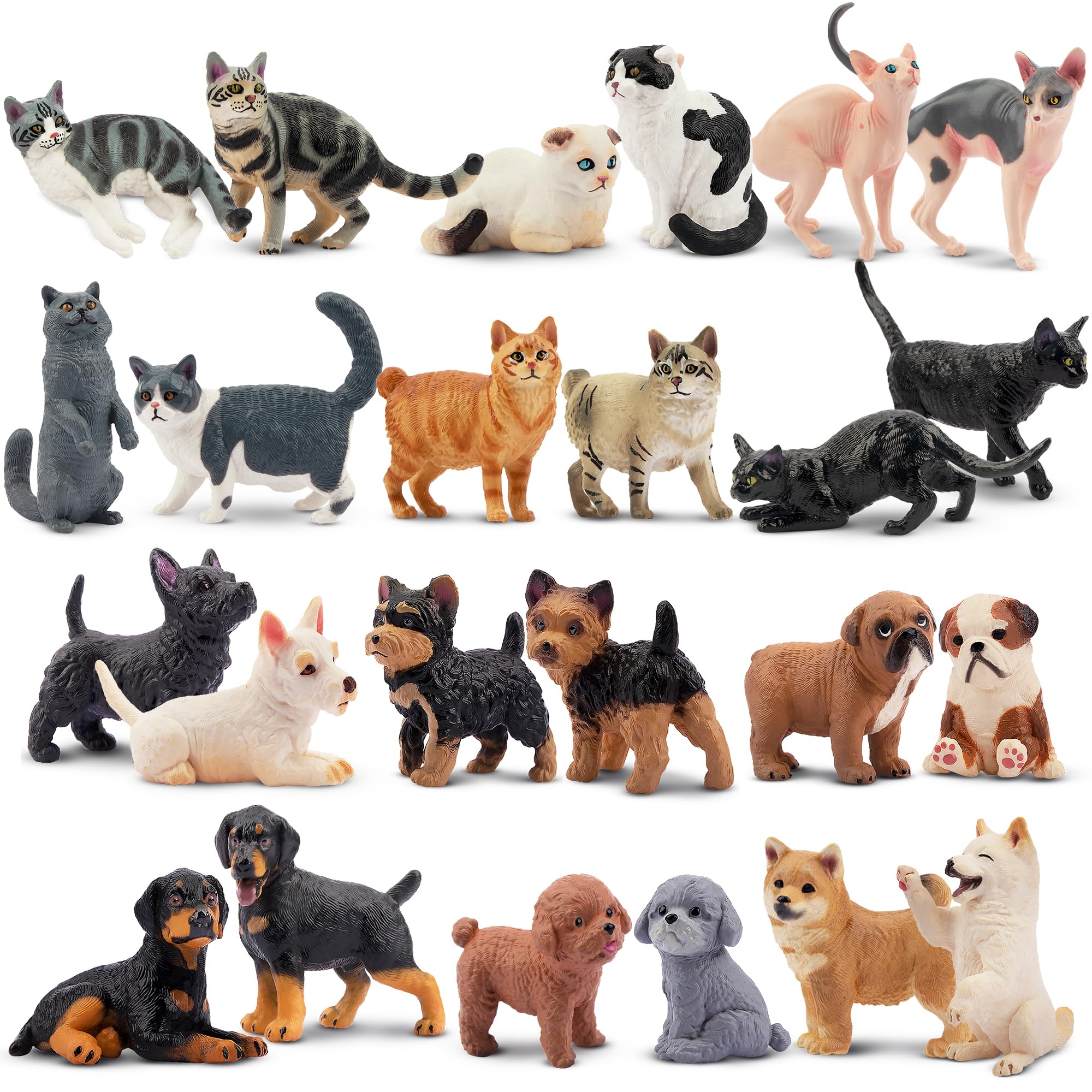 Amazon.com: EYSCOTA 24PCS Realistic Cat Figurines and Dog Figurines ...
