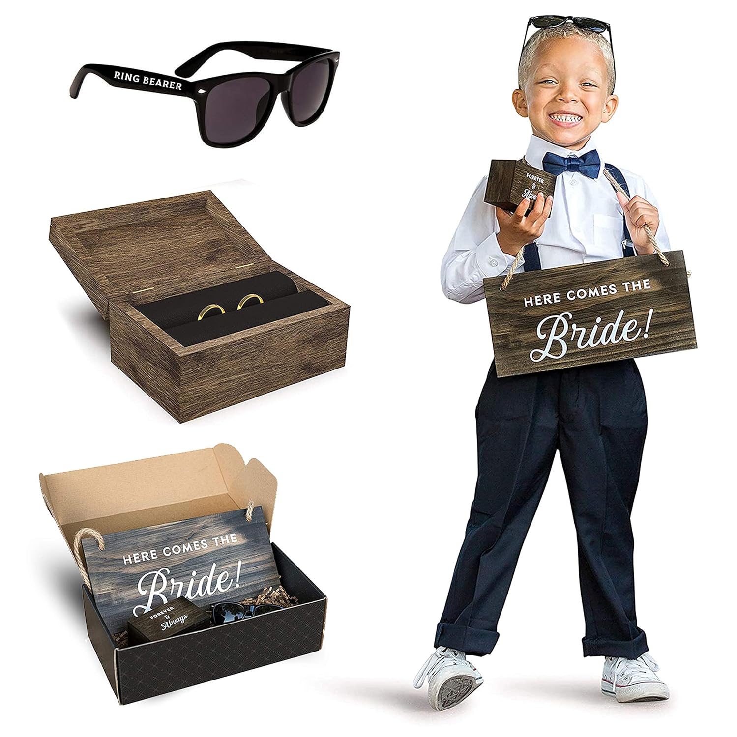 Ring Bearer Gift Set by Stache & Sons | Box Includes Two-Sided Sign ...