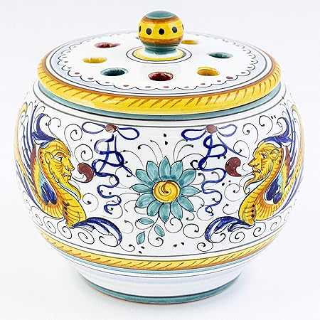 Amazon.com: Hand Painted Italian Ceramic Garlic Jar Venezia - Handmade ...