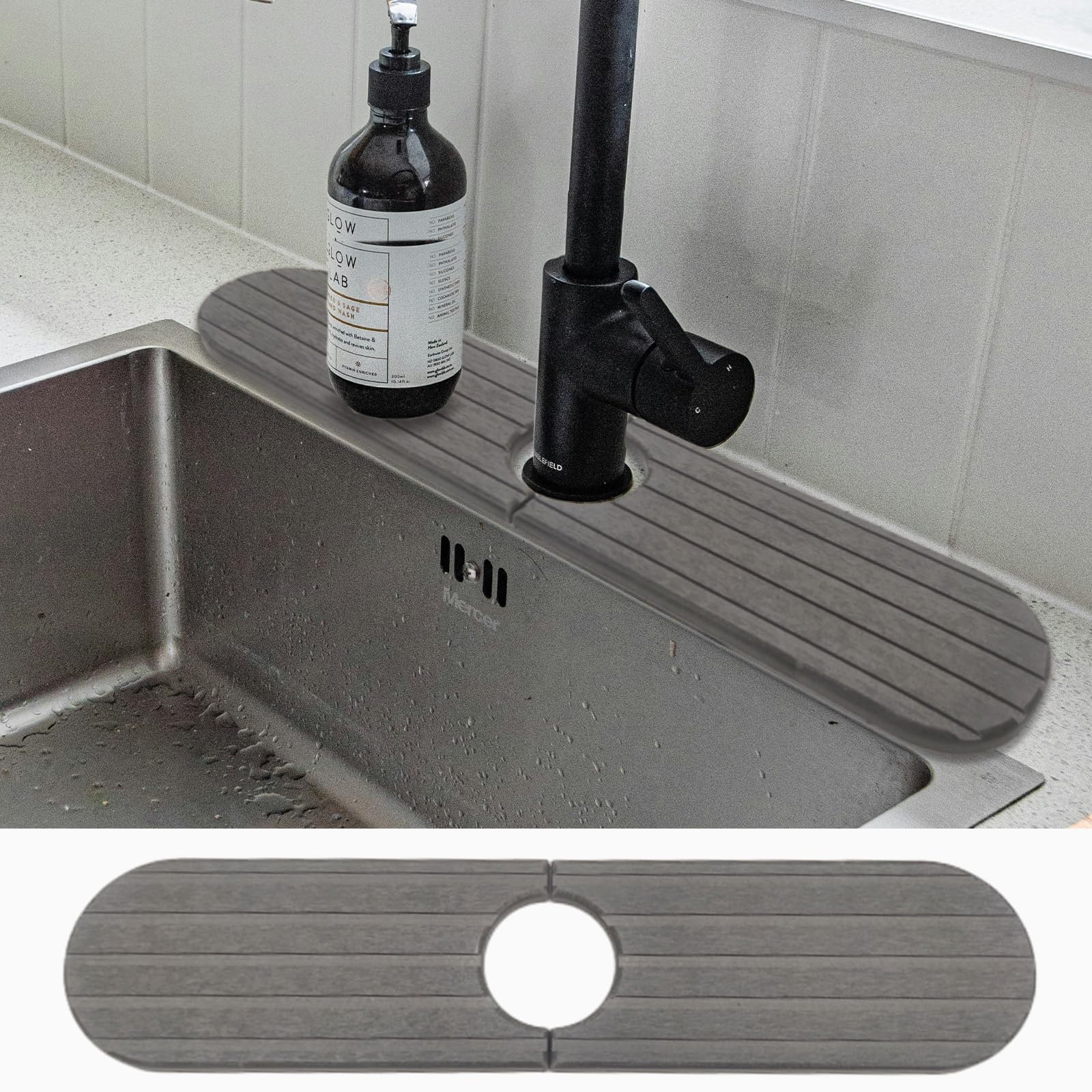 Amazon.com: Kitchen Faucet Absorbent Mat, Dark Gray Diatomite Splash ...