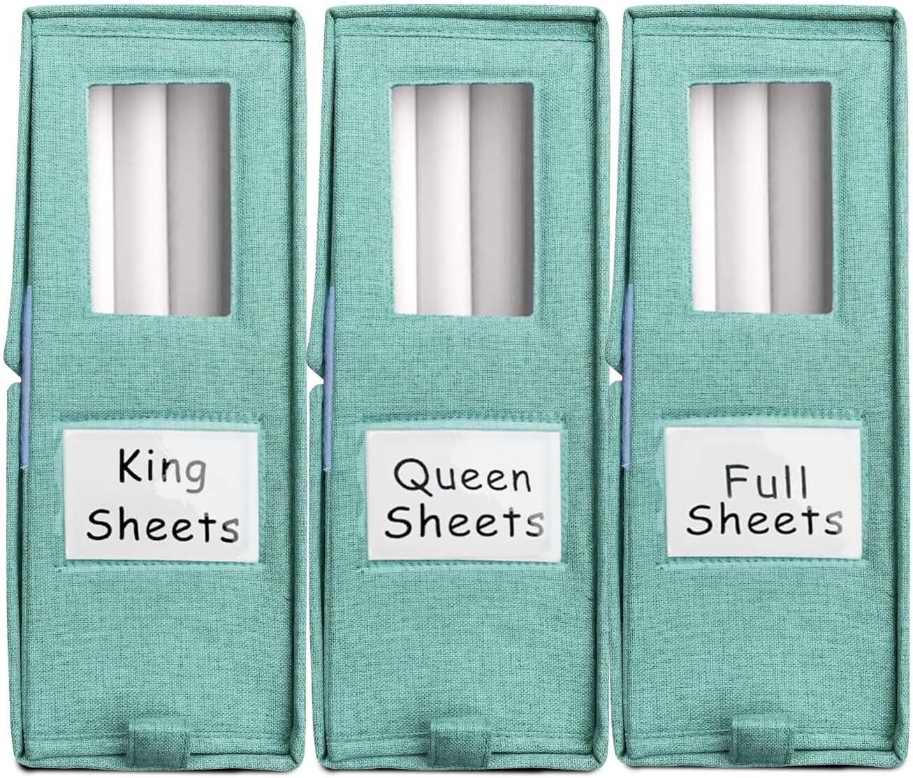Amazon.com: 3-Pack Bed Sheet Organizer – Teal Sheet Organizer for Linen ...