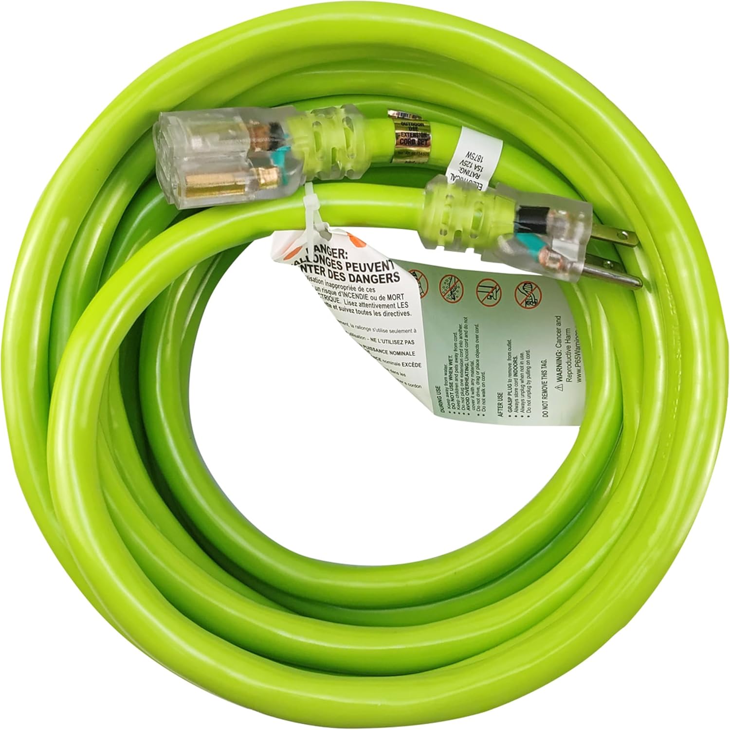 EP 30 Ft Lighted Outdoor Extension Cord - 10/3 SJTW Heavy Duty Green ...