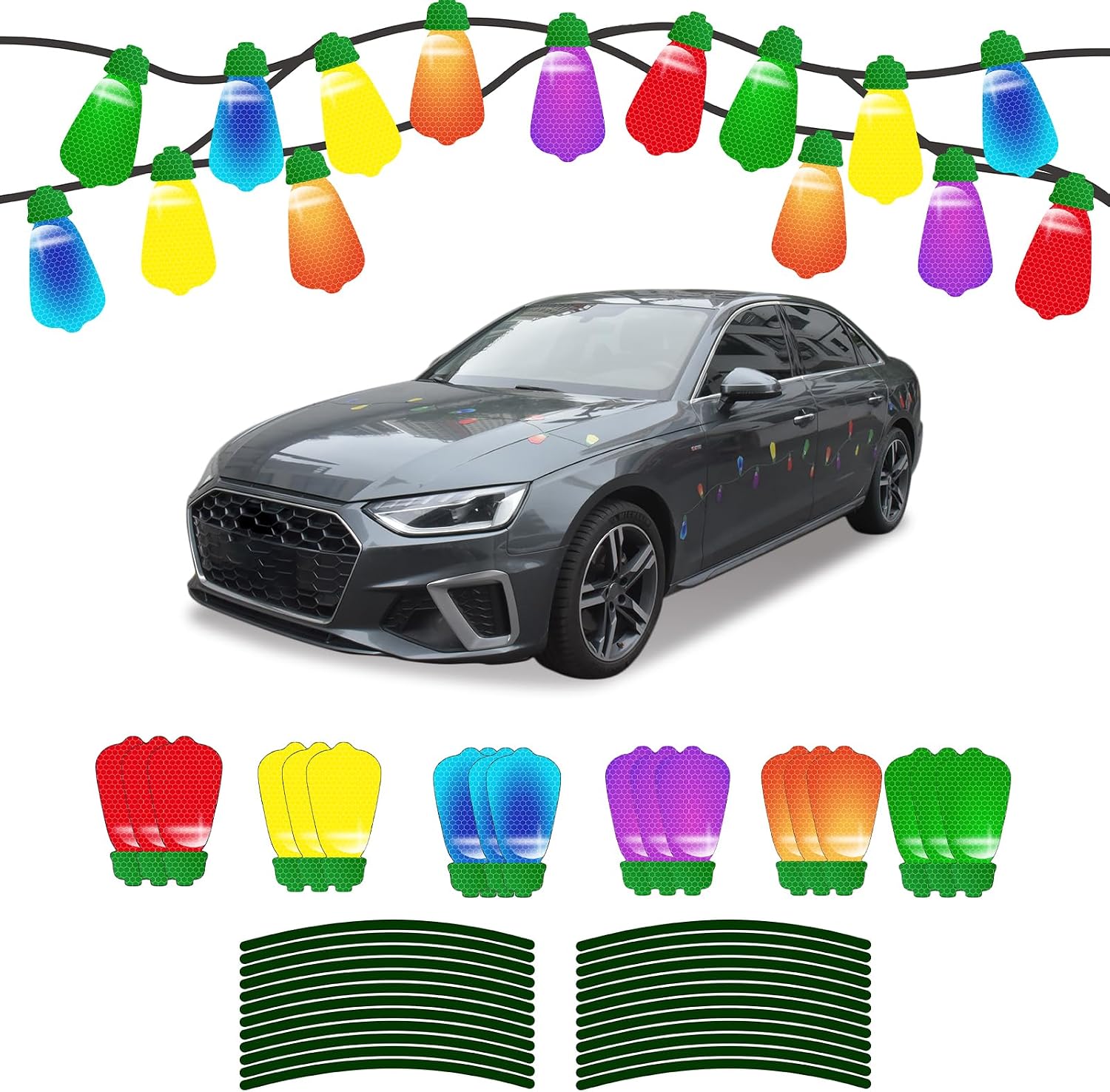 Amazon.com: PAIMOHO 108PCS Christmas Reflective Car Magnets Decorations ...