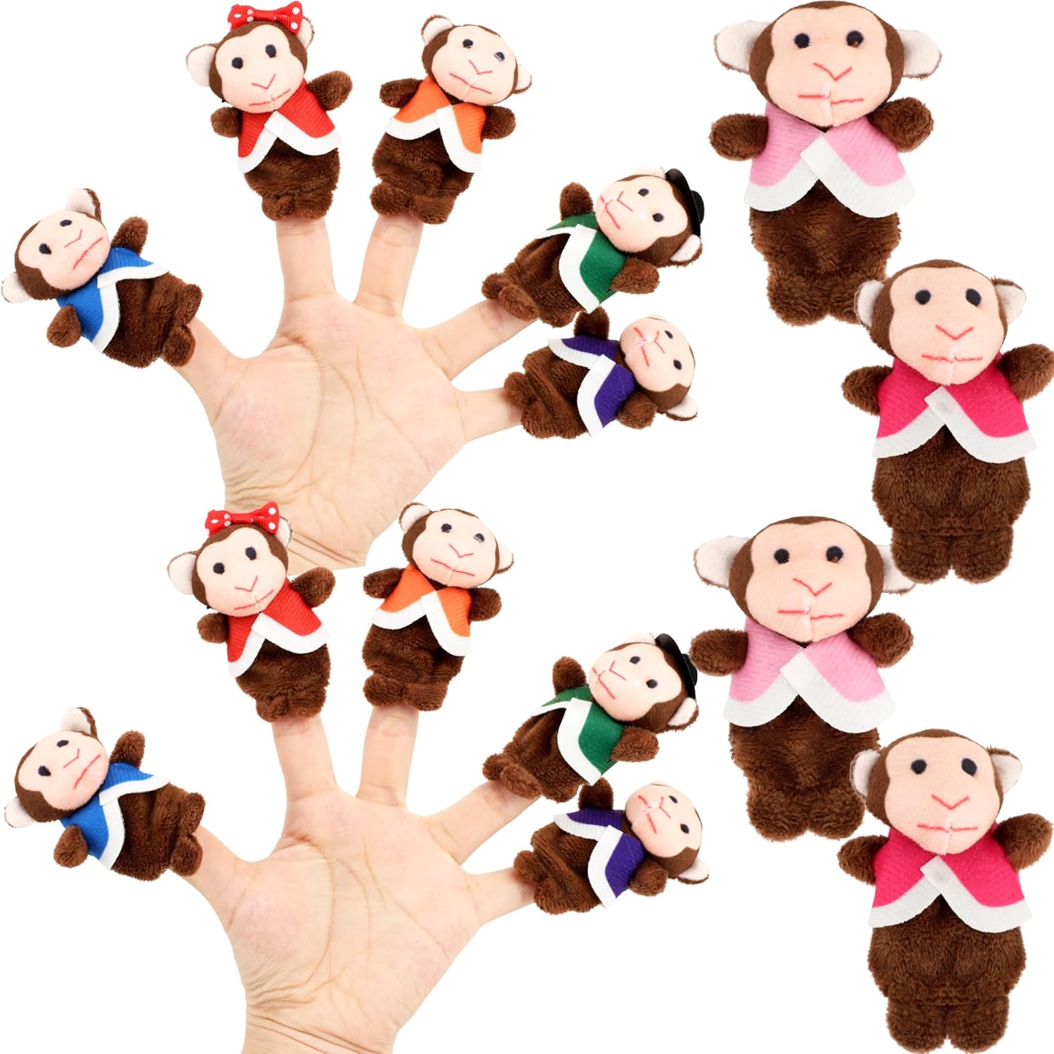 Amazon.com: 14 Pack Mini Monkeys Finger Puppets Small Plush Monkeys ...