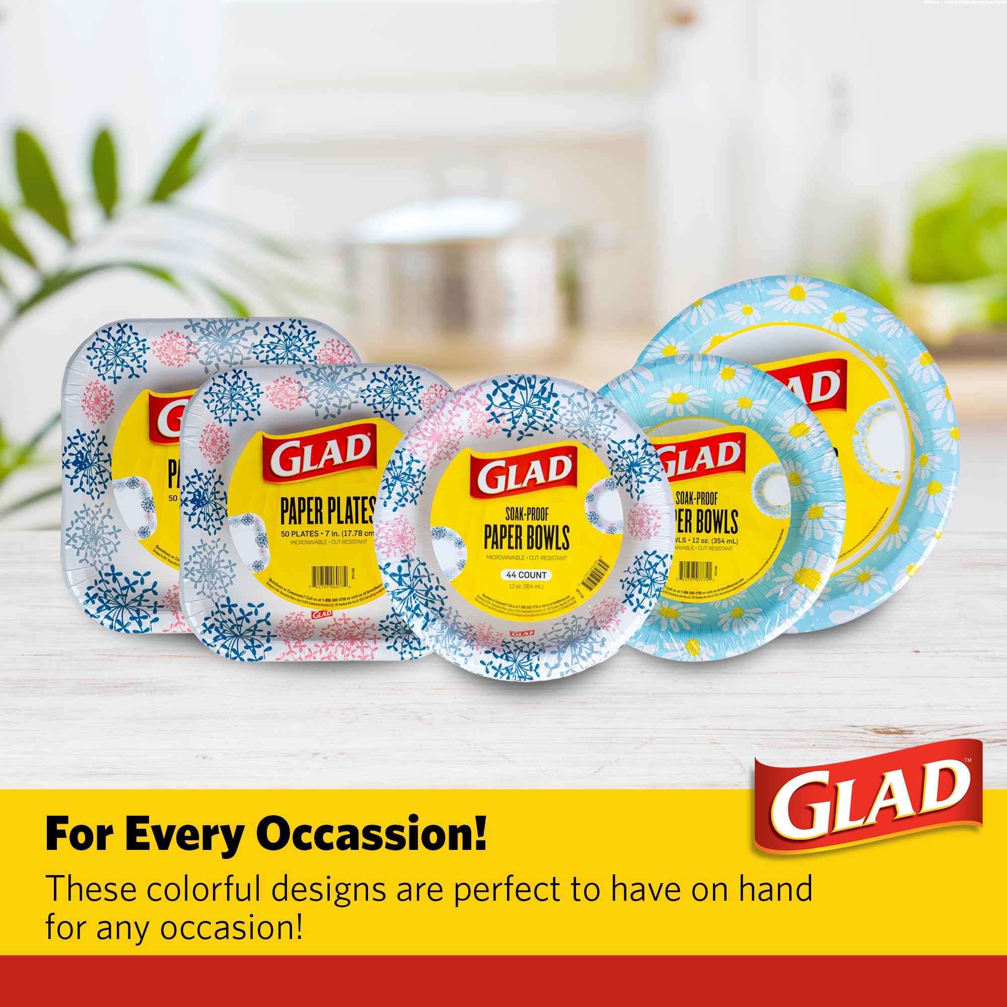 Snapklik.com : Glad Round Disposable Paper Plates, Pink Hydrangea Pattern