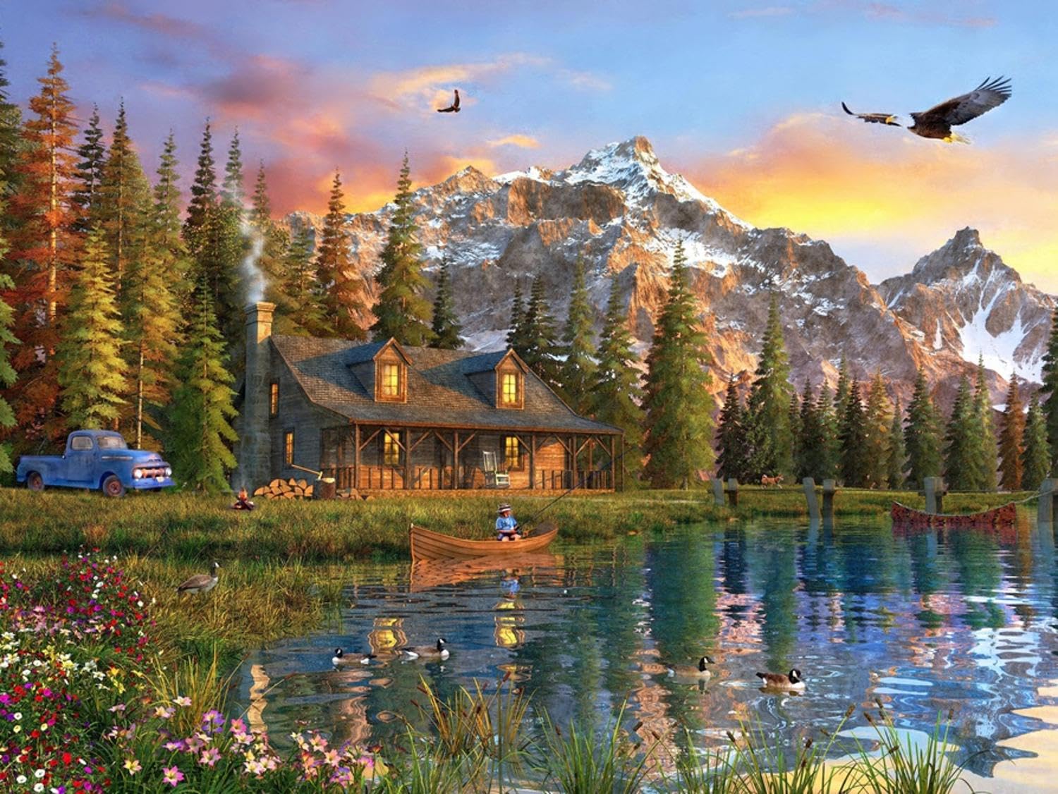 Amazon.com: ART.COM Wall Art Print Old Log Cabin by Dominic Davison, 16 ...