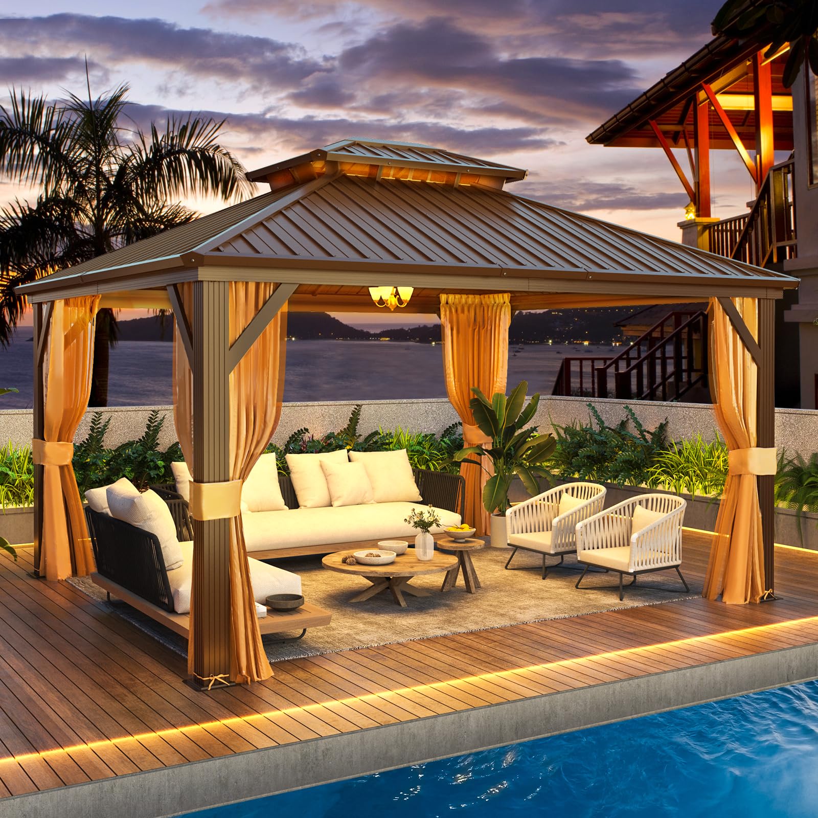 Yoleny 12 X 14 Gazebo Hardtop Gazebo With Aluminum Frame | Desertcart INDIA