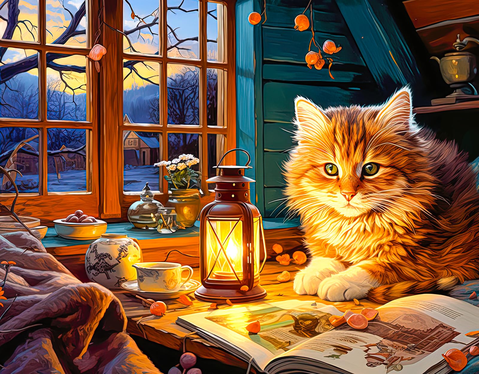 Amazon.com: 100 Piece Puzzles for Kids Reading Cat Puzzle 100 Piece ...