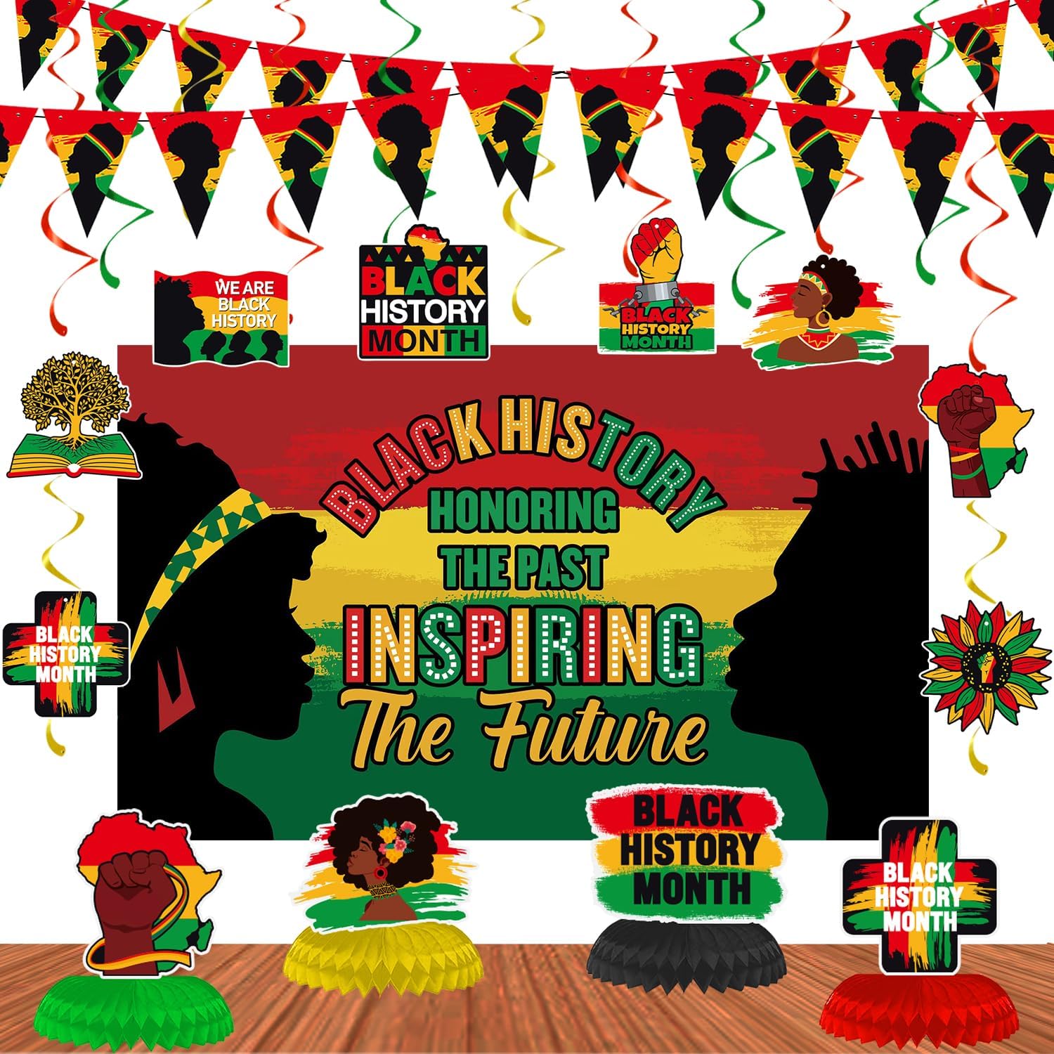 Amazon.com: LECONCES Black History Month Decorations Set, Glitter ...