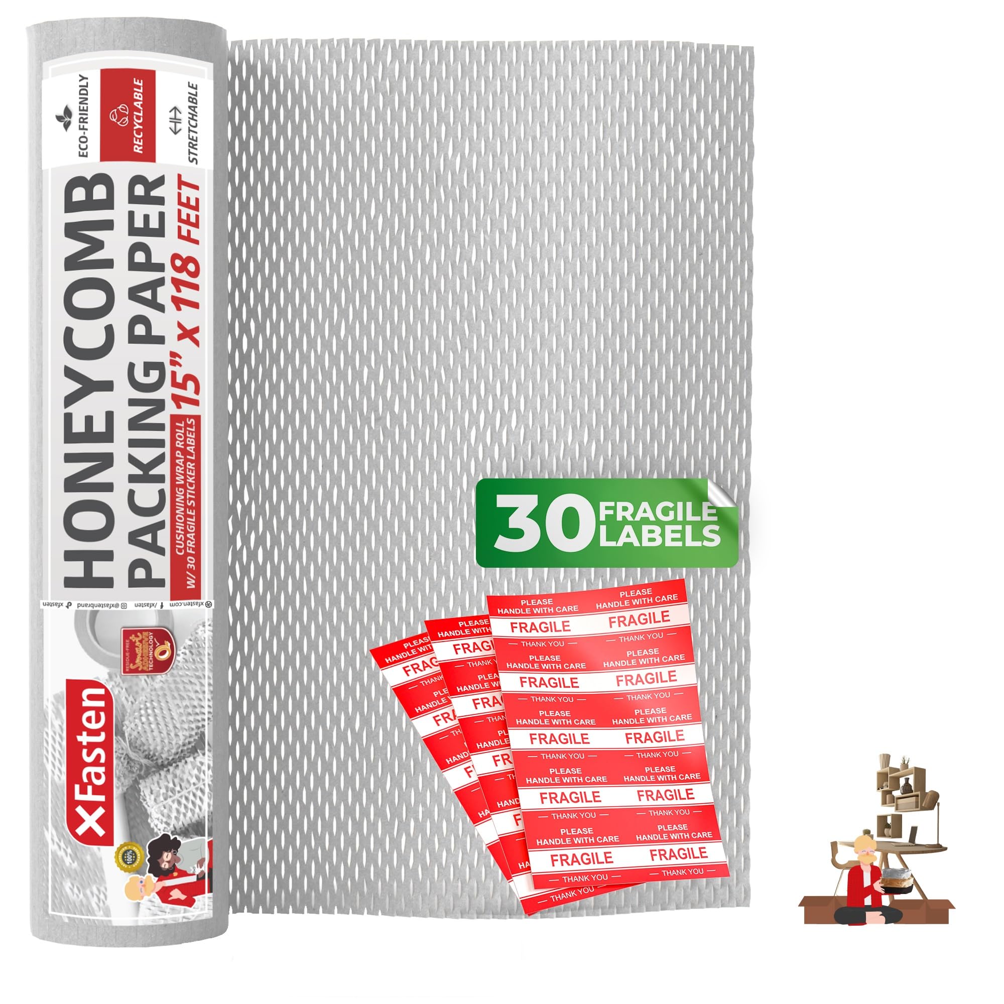 Amazon.com : XFasten White Honeycomb Packing Paper for Moving 12-Inch x ...