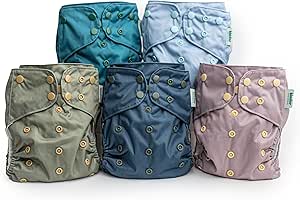 Amazon.com: Kinder Cloth Diapers Set of 5 Reusable Baby Diapers Pocket ...