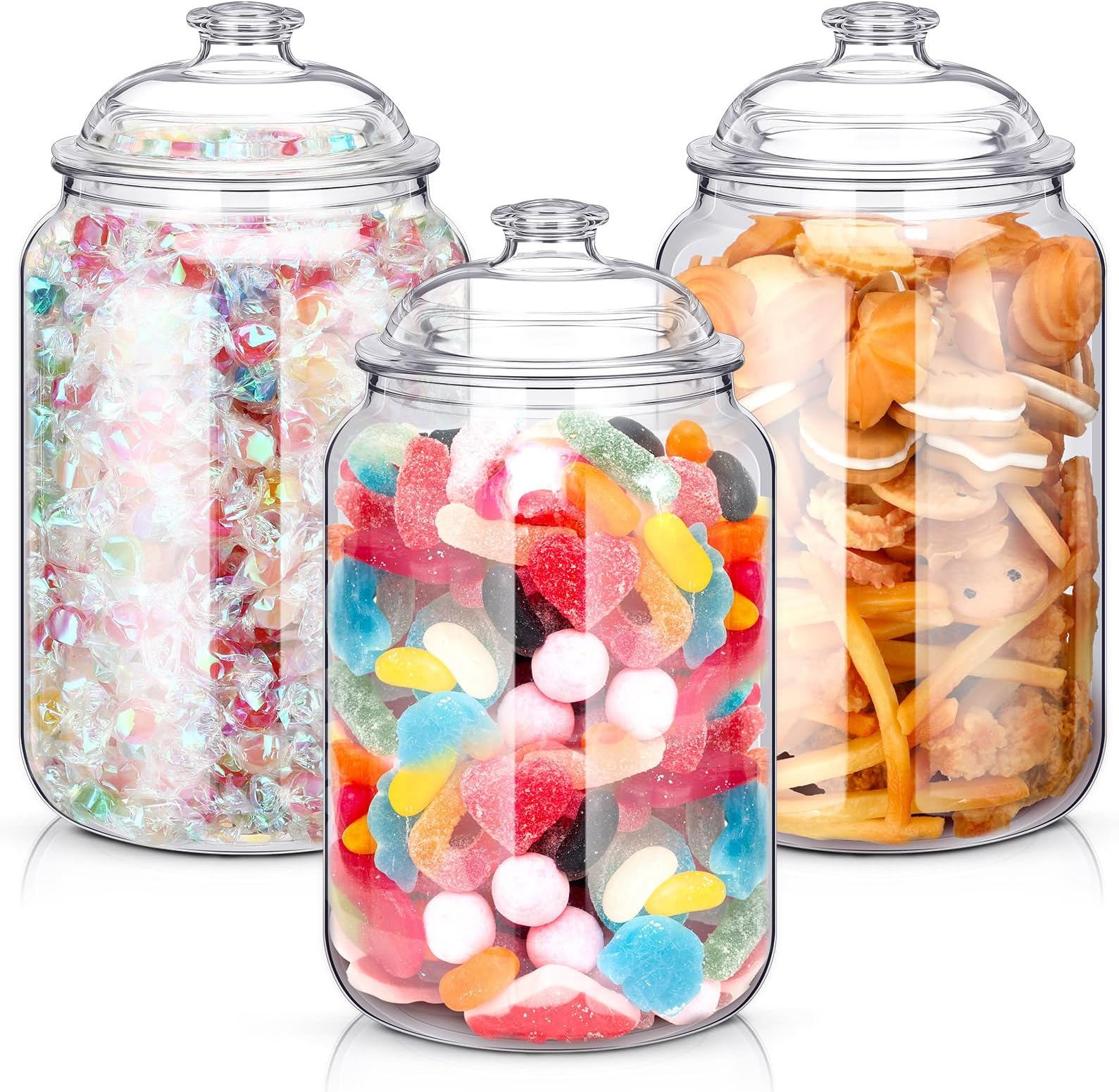 Amazon.com: Nuogo 2 Pcs 1 Gallon Candy & Cookie Jar Plastic Jars with Lids 128 oz Decorative ...