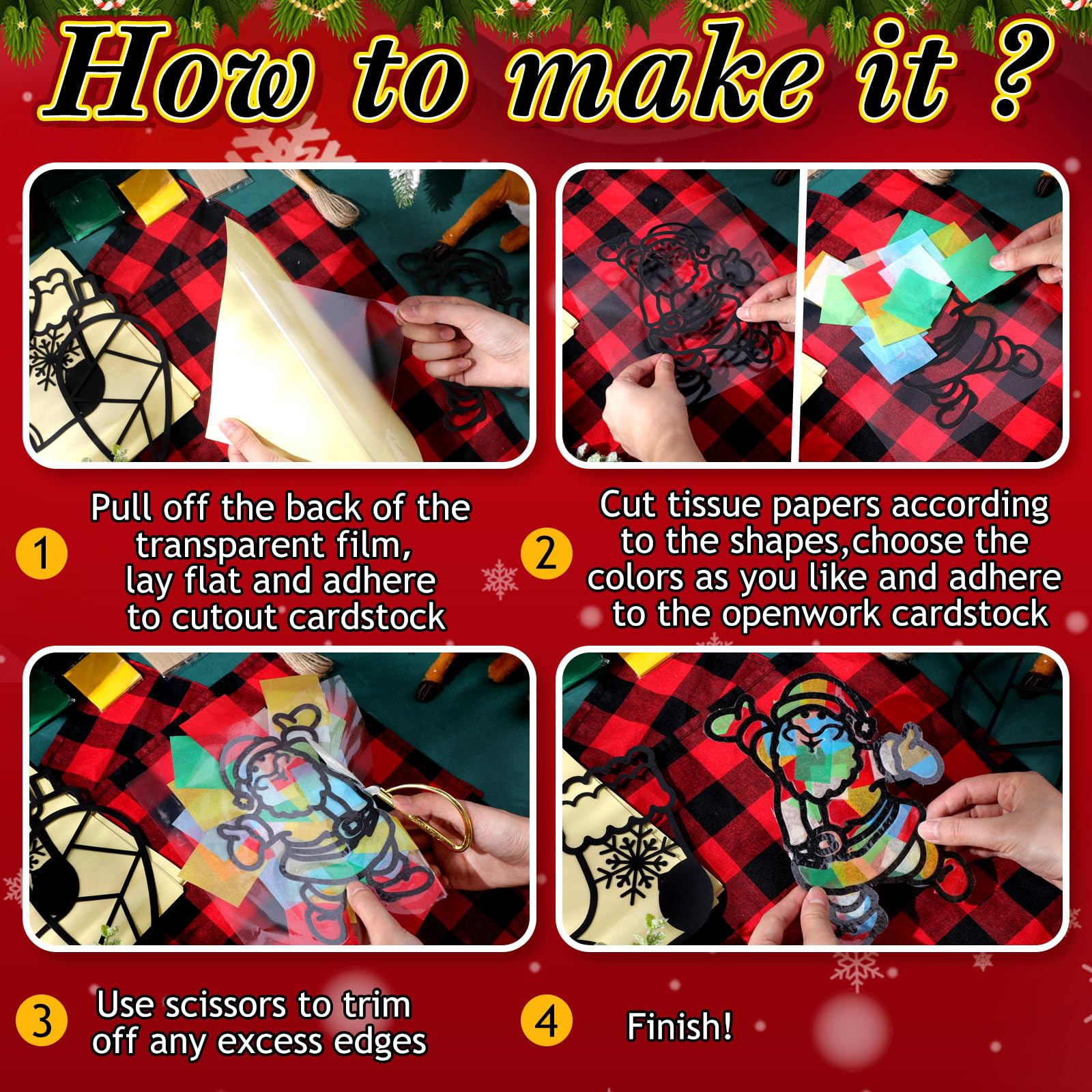 Snapklik.com : Yeaqee 24 Pack Christmas DIY Suncatcher Paper Crafts ...