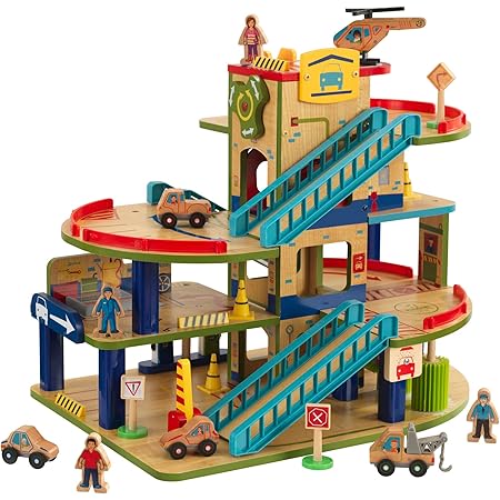 Amazon.com: KidKraft Mega Ramp Racing Set with 5 Vehicles and Moving ...